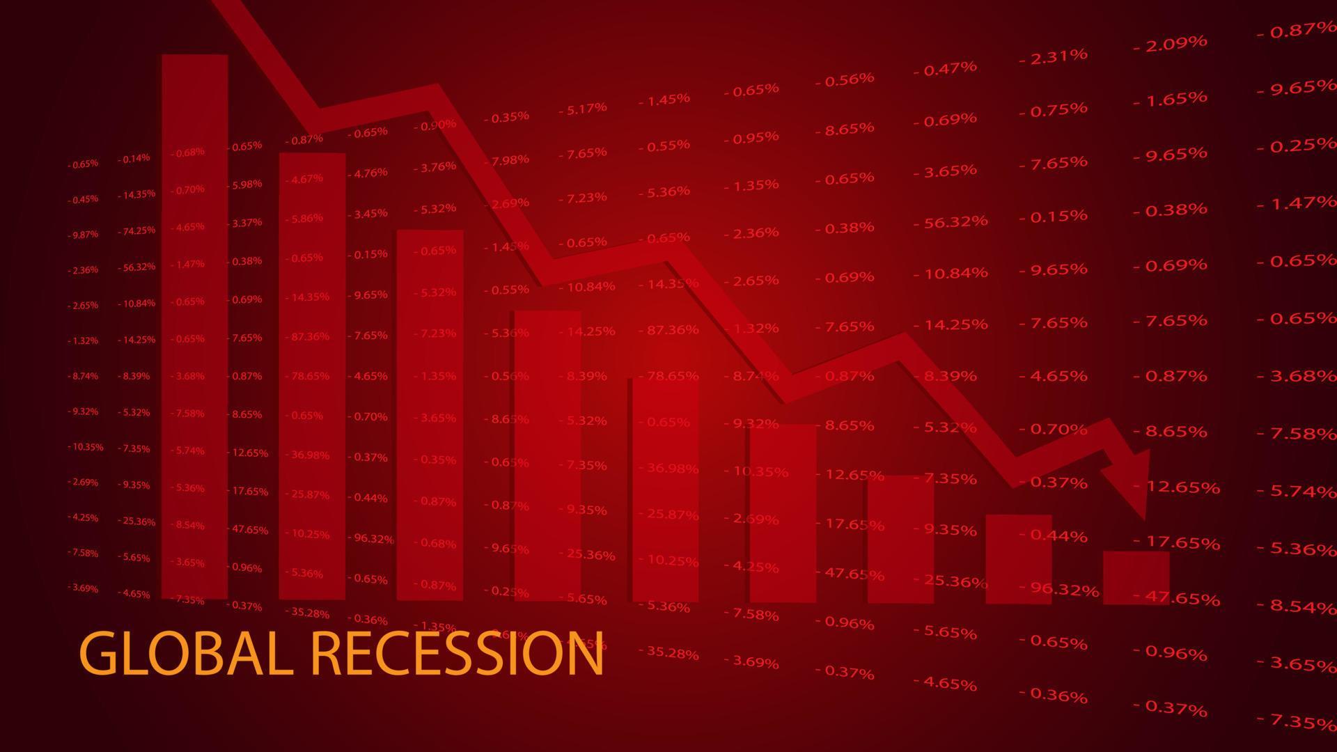 Global Recession Background. illustration of economic recession with red arrow symbol falling ...