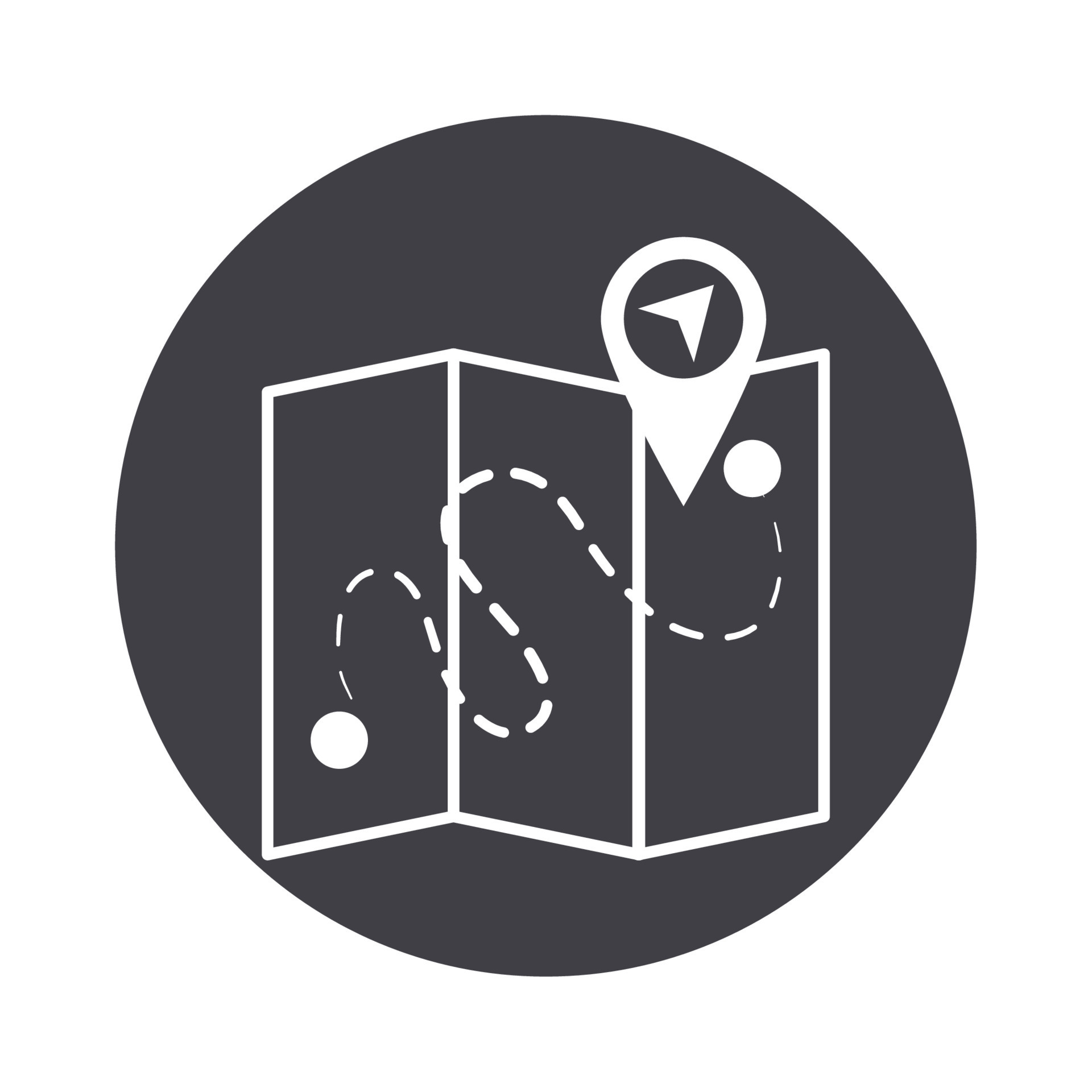 Compass Rose Navigation Cartography Equipment Folded Map Location Pointer Silhouette Design Icon