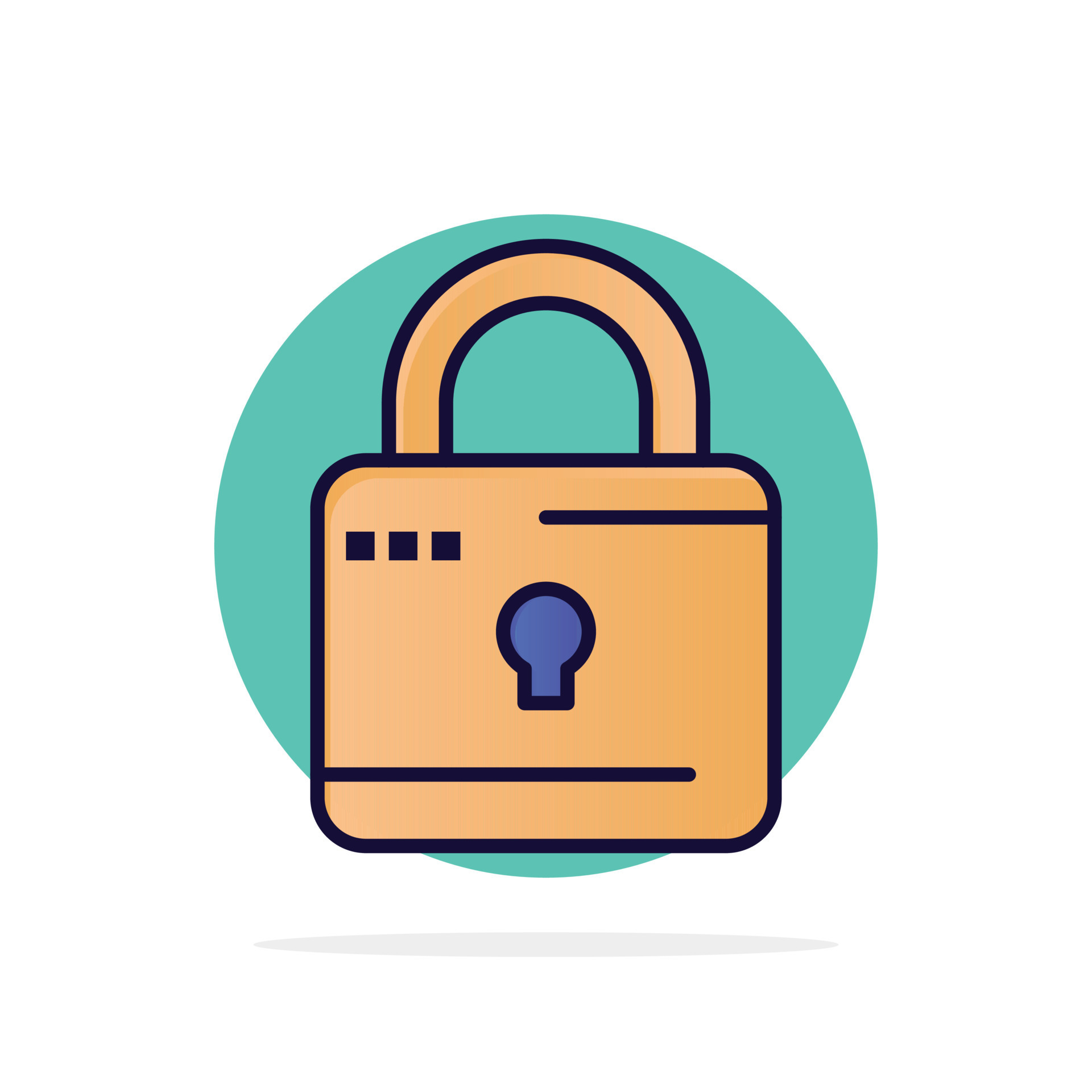 Lock Computing Locked Security Abstract Circle Background Flat Color