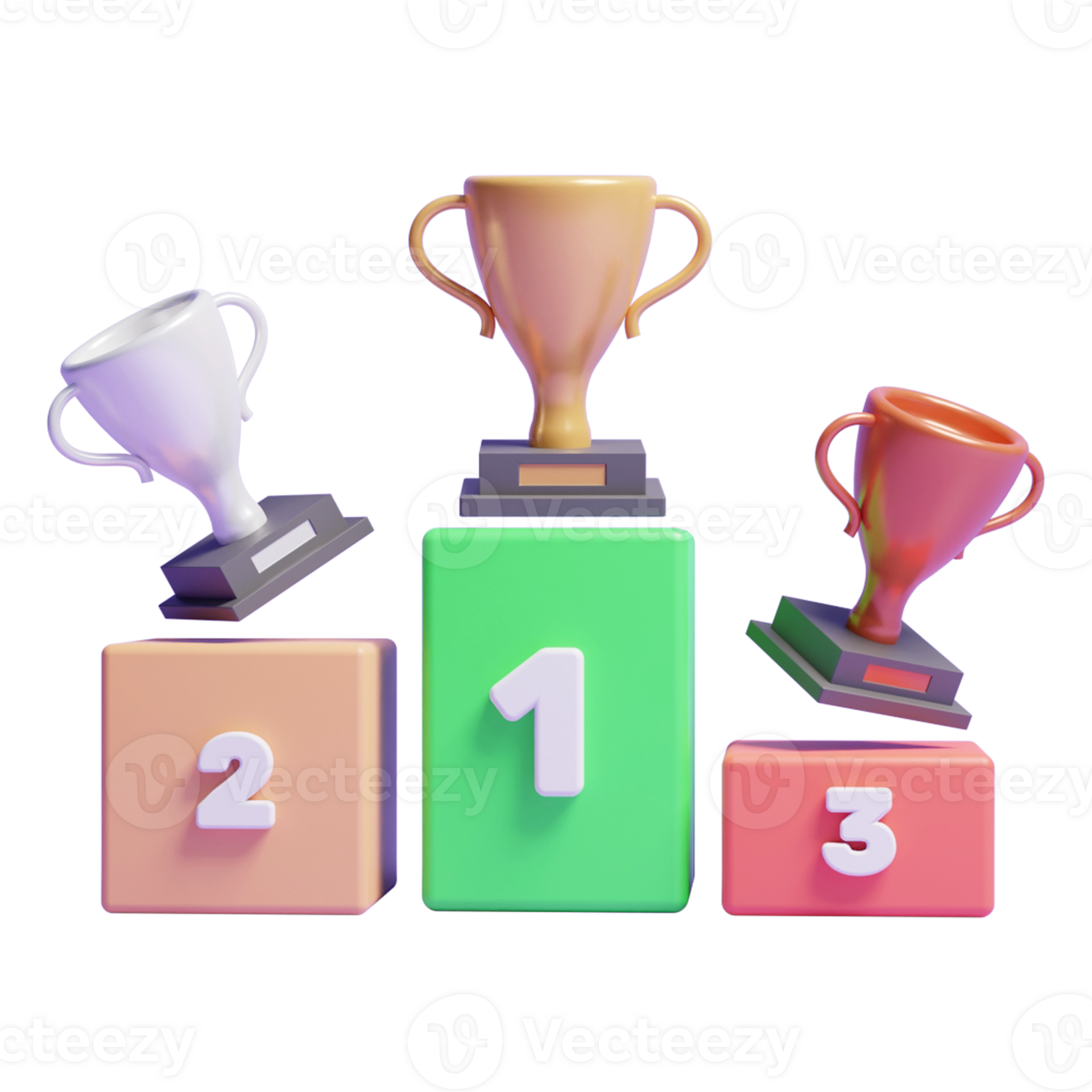 3d first second third winner award trophy or 3d business leadership concept icon 13166554 PNG