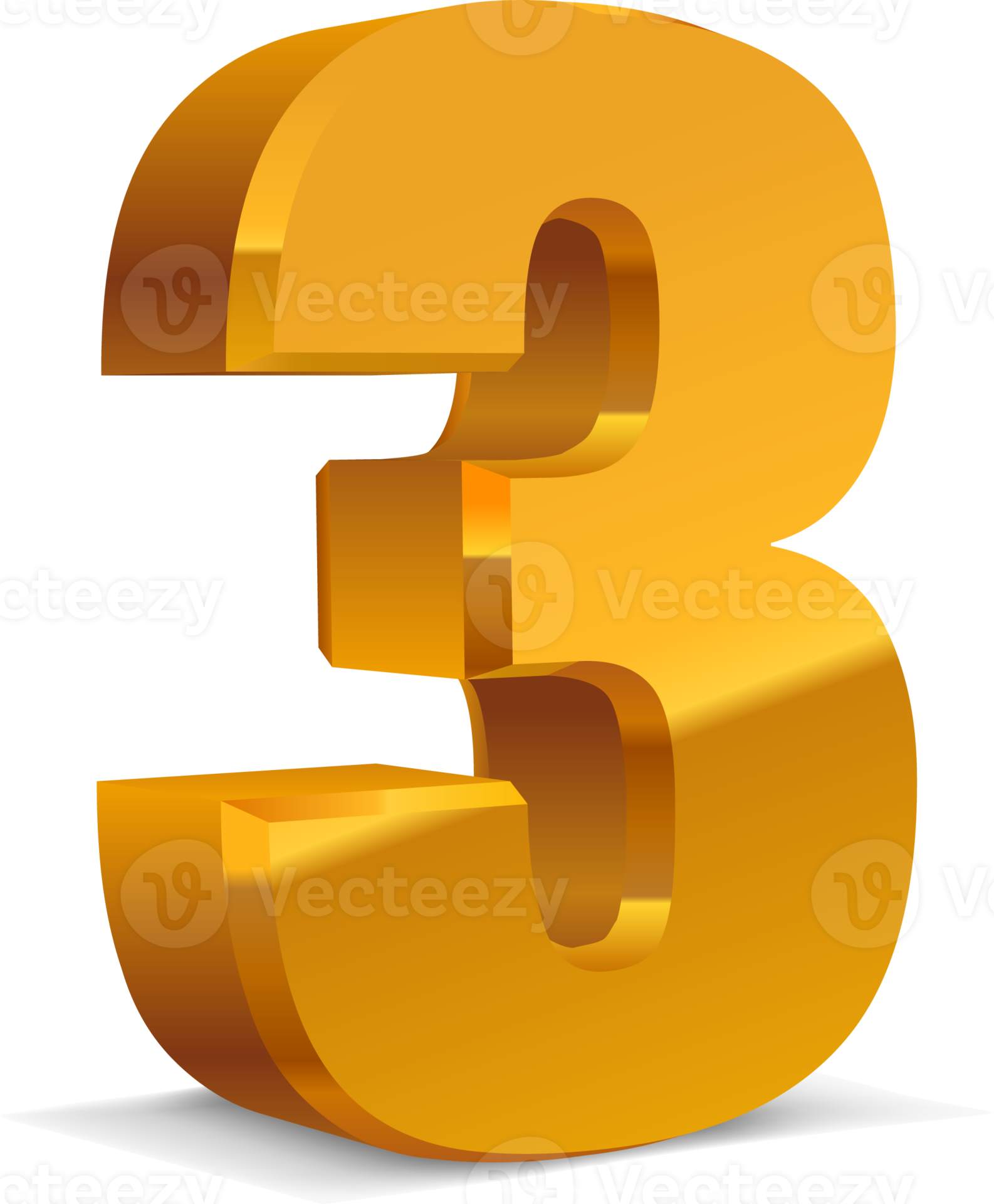 3d golden number 3 13166893 PNG