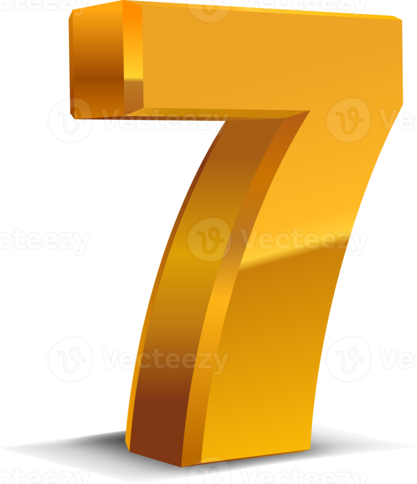 3d Golden Number 7 13166894 Png