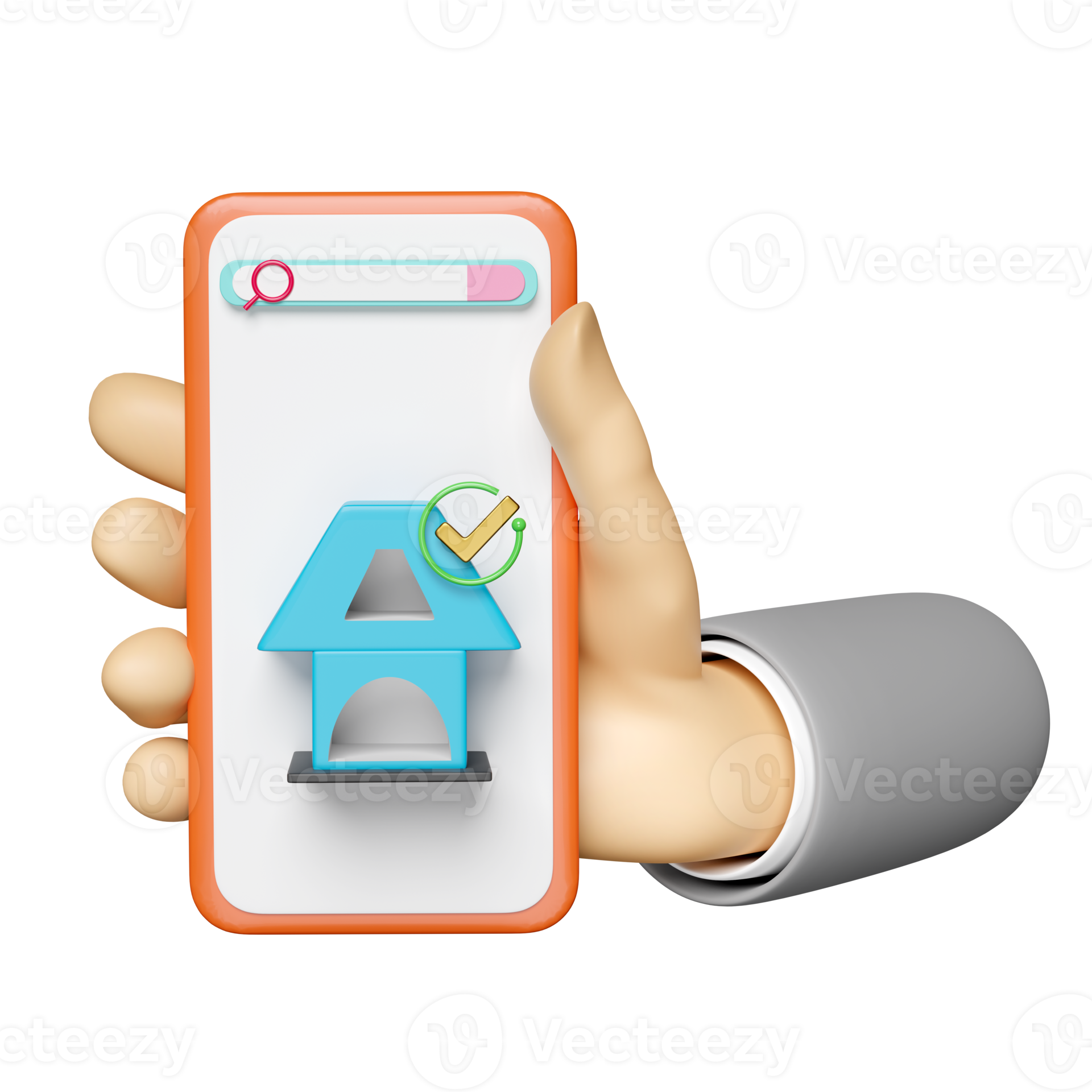 Businessman Hands Holding Mobile Phone Smartphone With Home