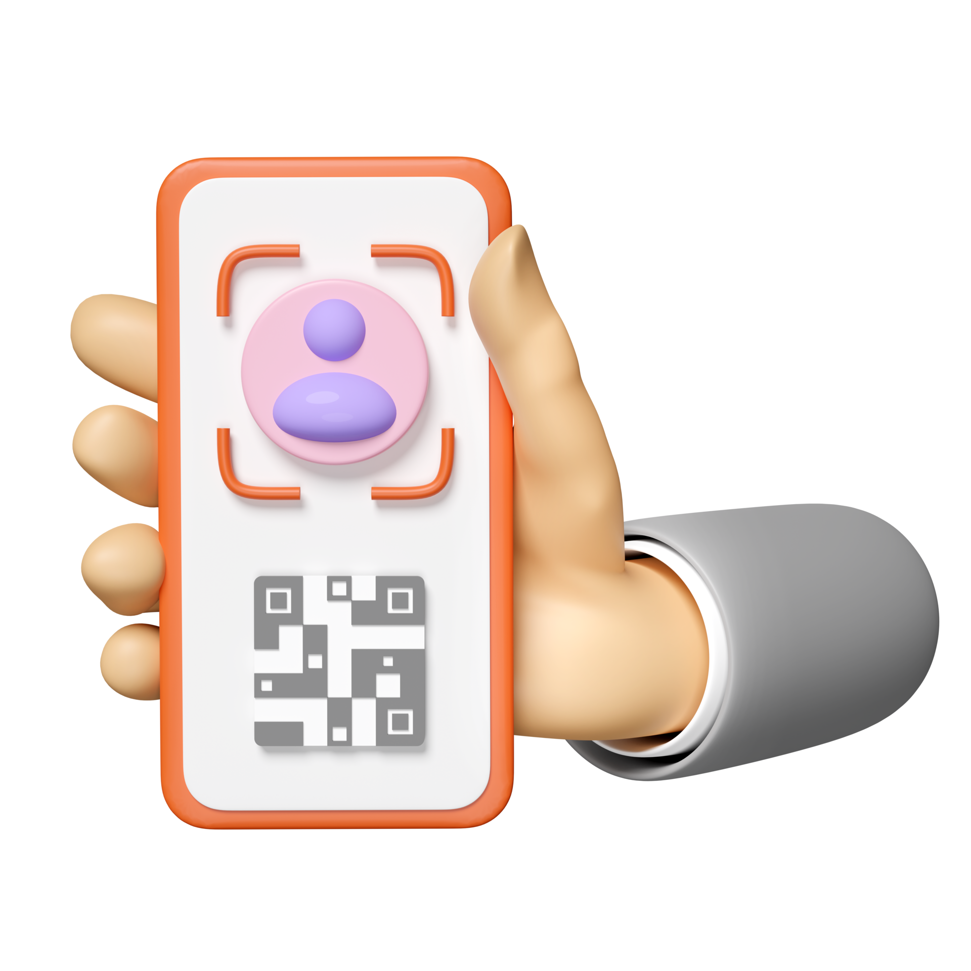 Identity Verification With Face Qr Code Scanner Isolated Hand Using