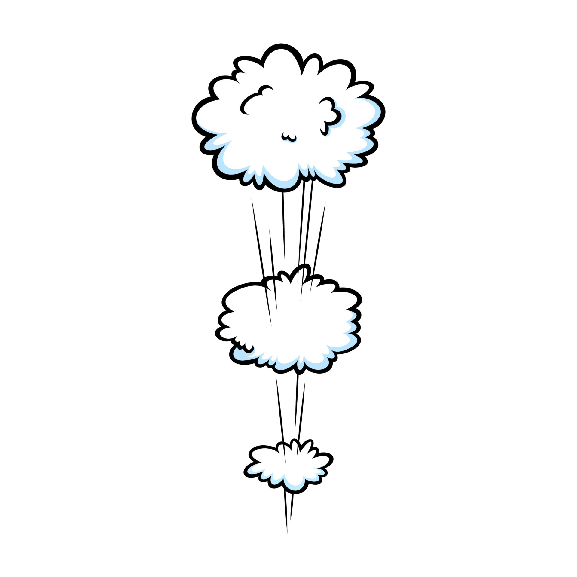 Comic speed effect with clouds. Comic clouds with motion trail lines ...
