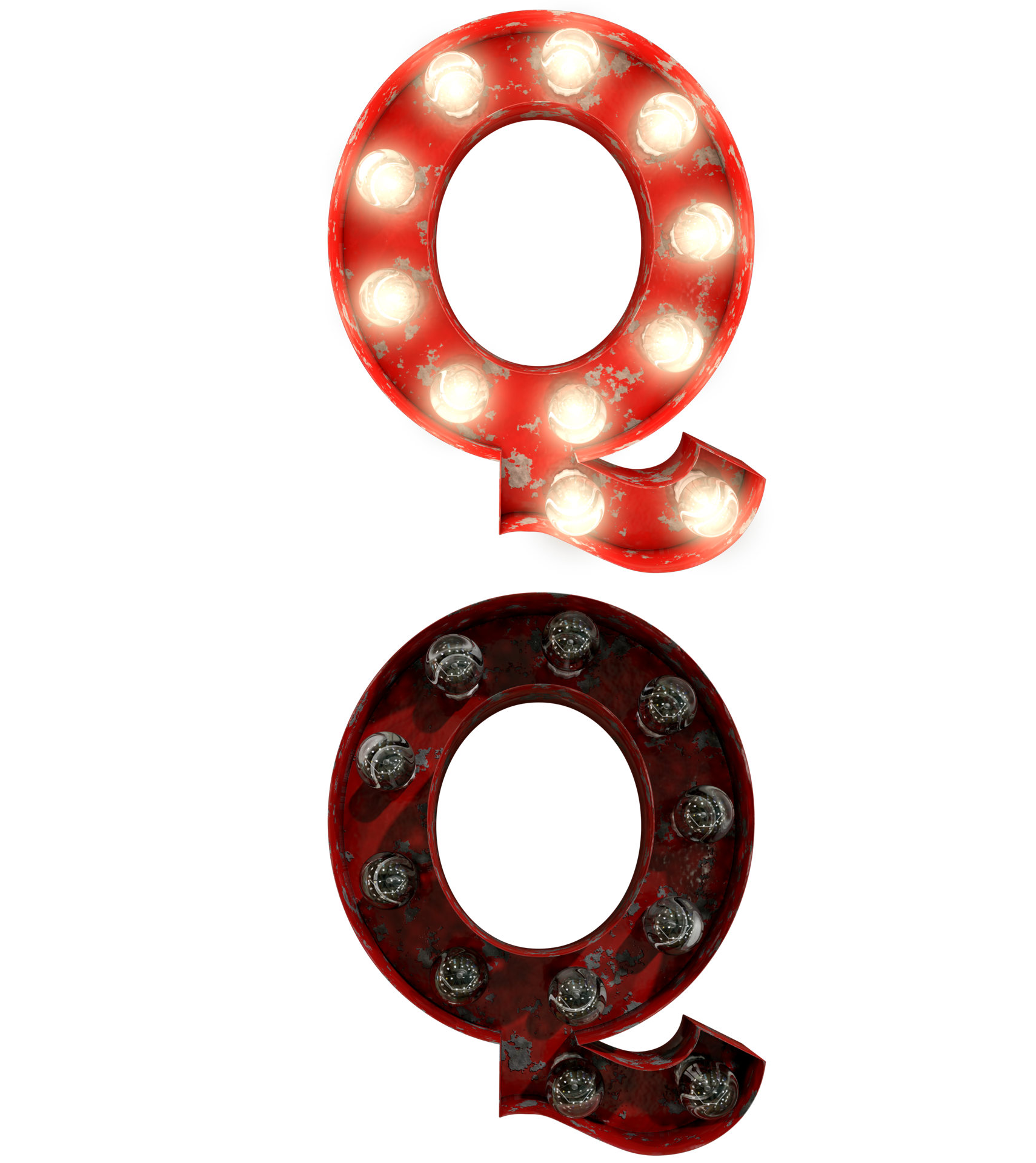 Free Red Rusty Light Bulb Letters In ON And OFF State The Character Q Free Red Rusty Light Bulb Letters In ON And OFF State The Character Q