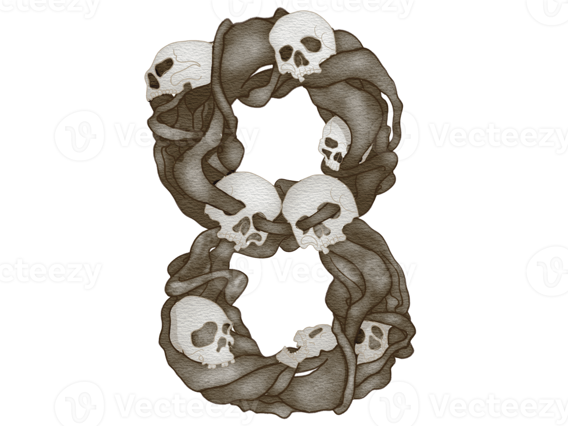 Number counting in watercolor for Halloween 13168965 PNG