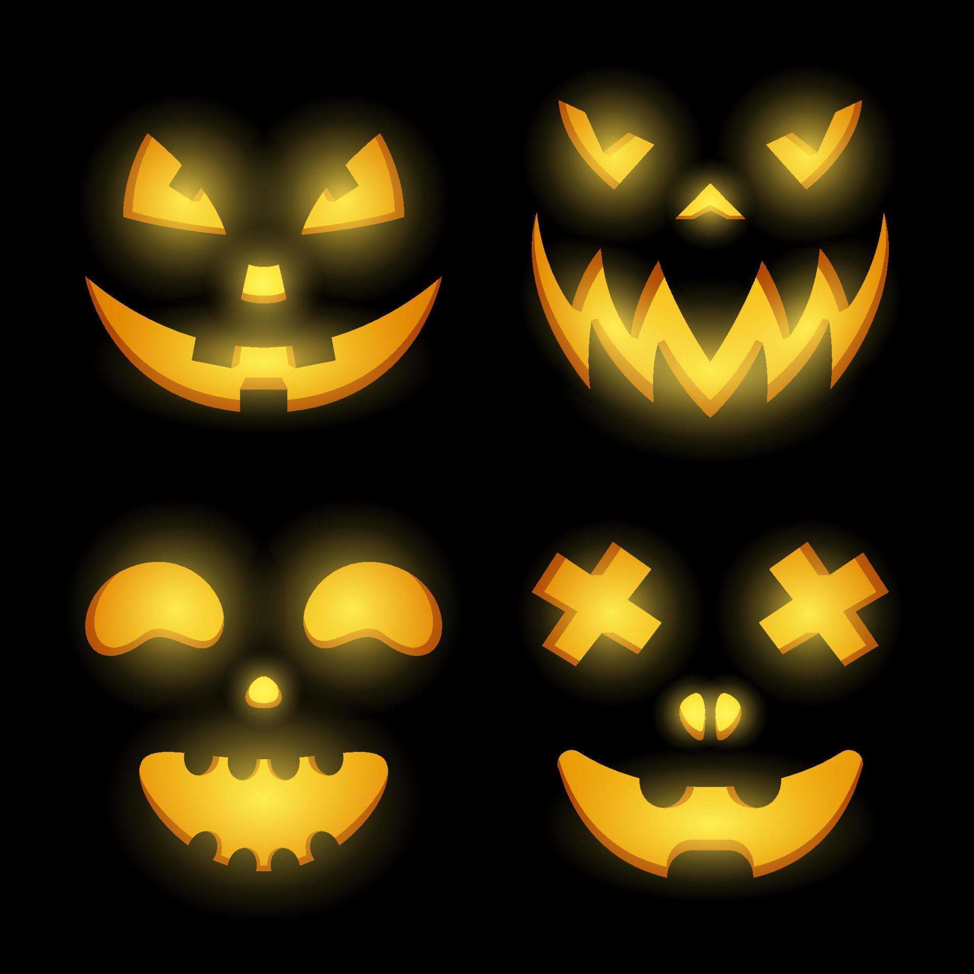 Halloween Pumpkin Face set, Vector illustration 13169913 Vector Art at ...