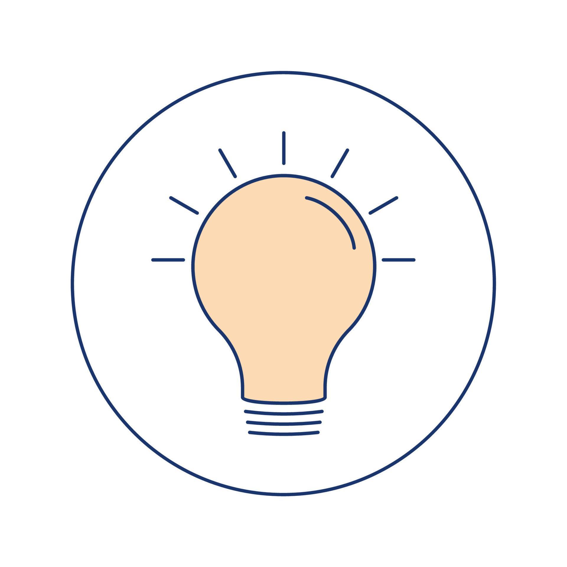 Creative and full of new ideas concept with abstract shinig light bulb icon. Finding a solution ...