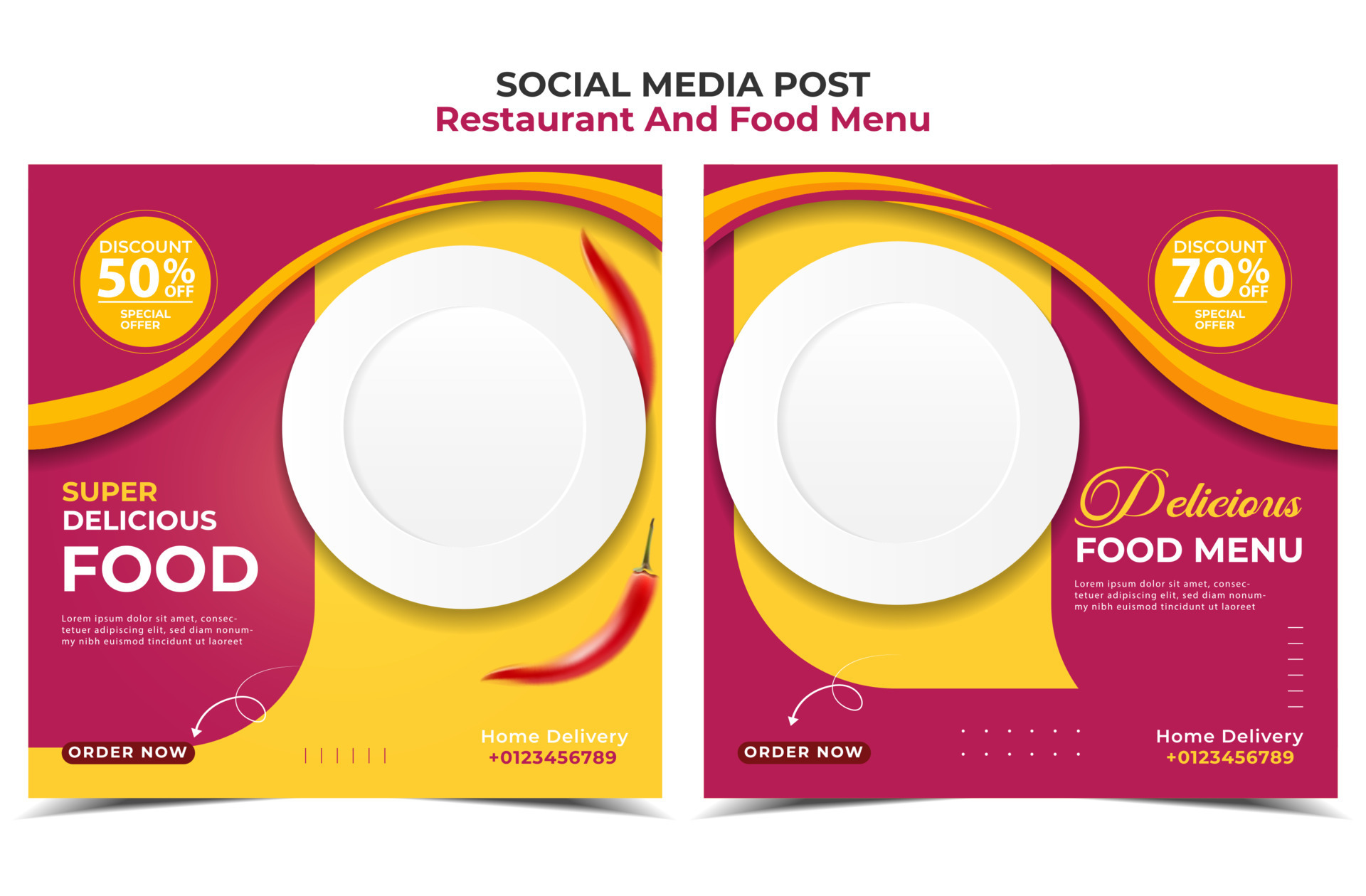 Editable Social Media Post Restaurant And Culinary Digital Promotion Red And Yellow Background Editable Social Media Post Restaurant And Culinary Digital Promotion Red And Yellow Background