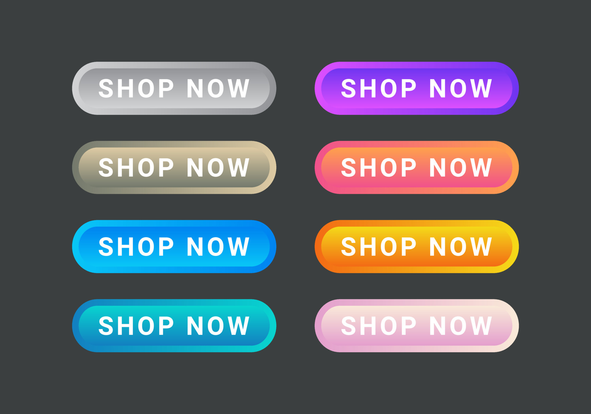 Set of Vector Gradient call to action button collection. Different gradient colorful button set ...