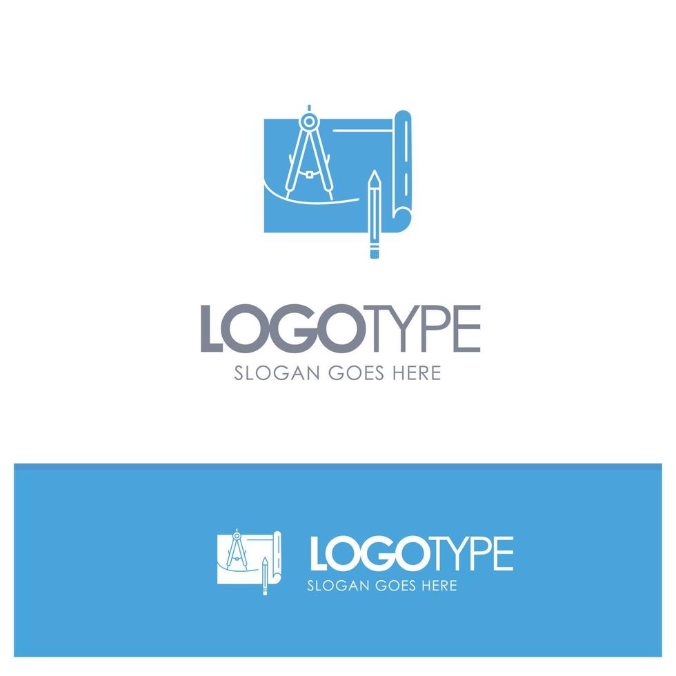 Blueprint Architecture Blueprint Construction Paper Plan Blue Solid Logo With Place For Tagline