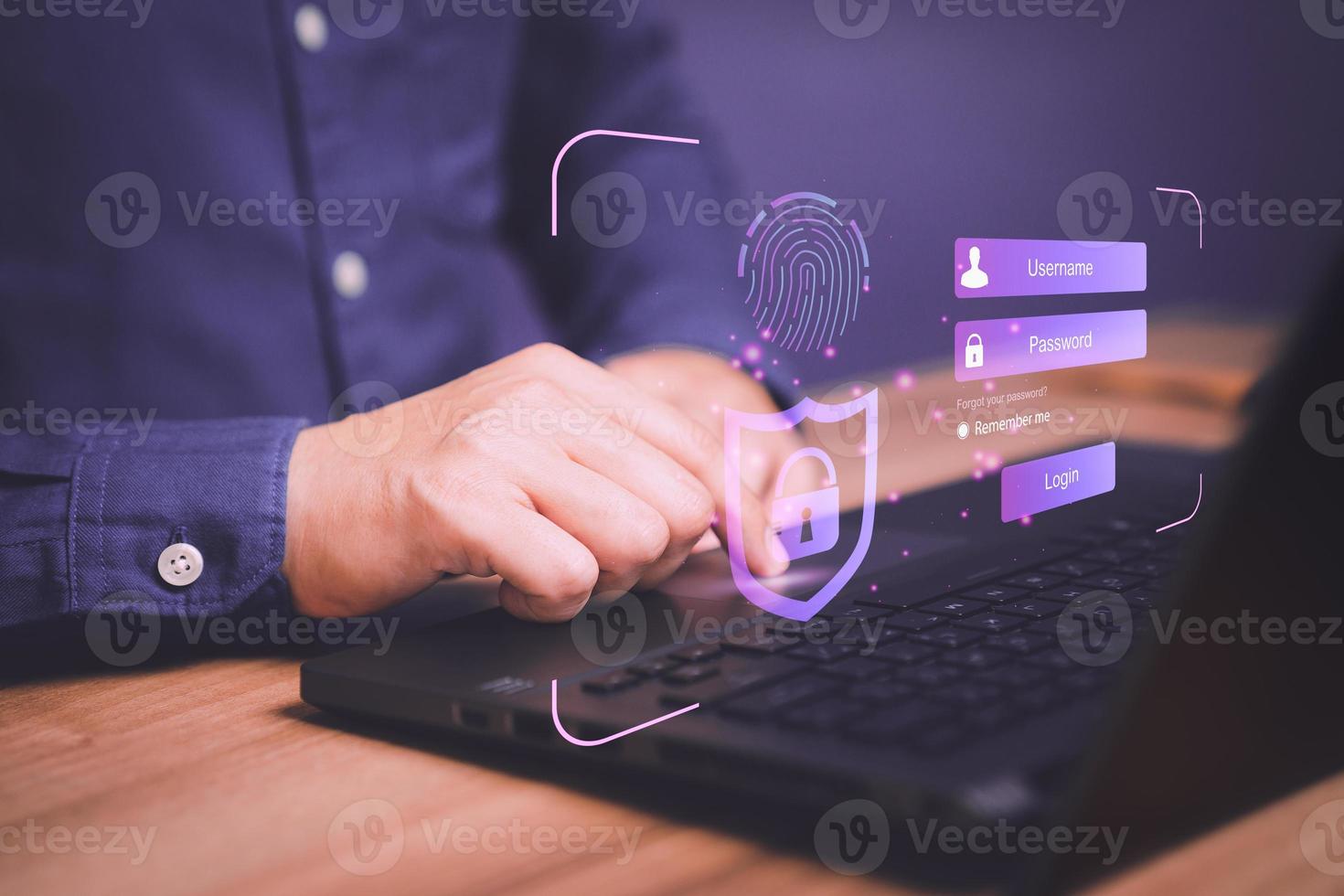 Man Typing Login And Password Cyber Security Concept Secure Encryption And Access To The User
