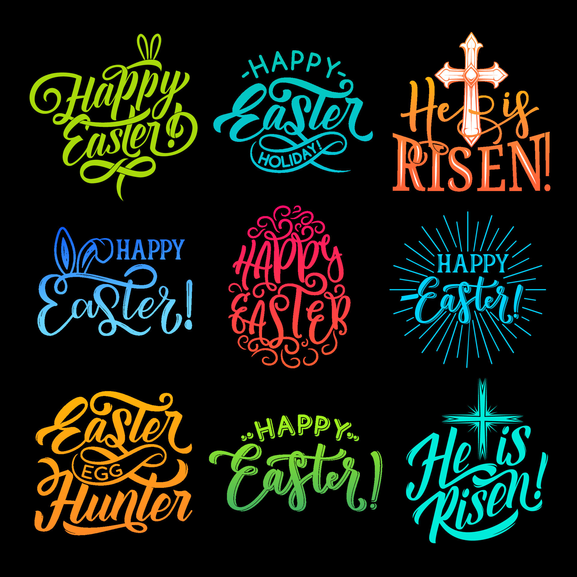 Vector set Happy Easter 13175913 Vector Art at Vecteezy
