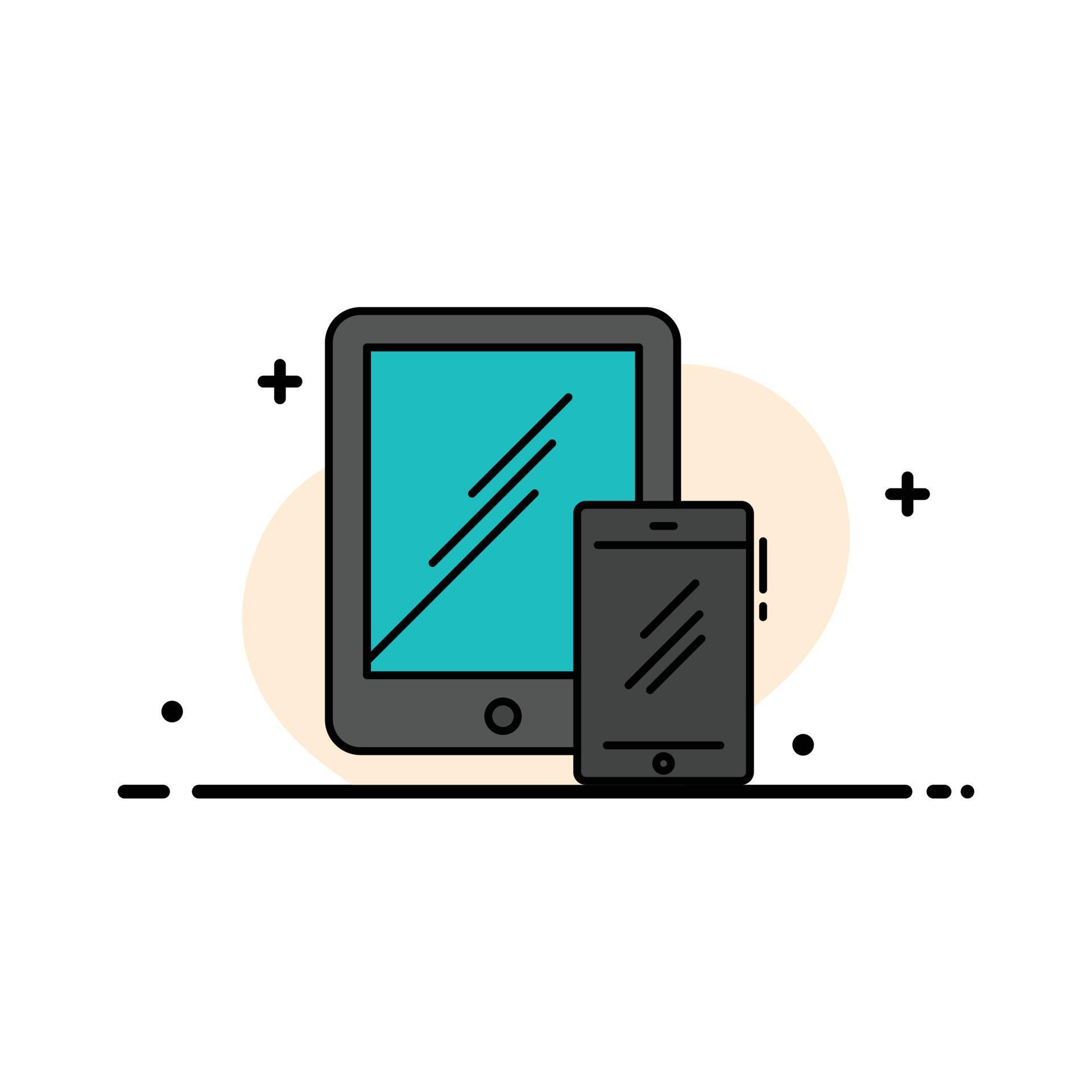 Smartphone Business Mobile Tablet Phone Business Flat Line Filled Icon Vector Banner Template