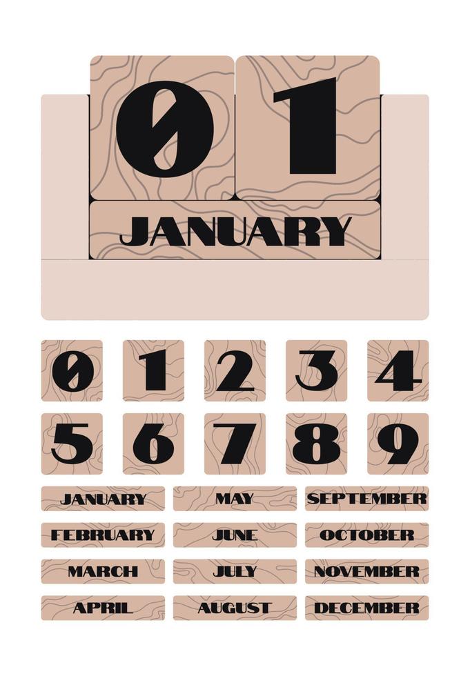 Wooden Cube Calendar Isolated Commemorative Date Constructor Date And Month Vector