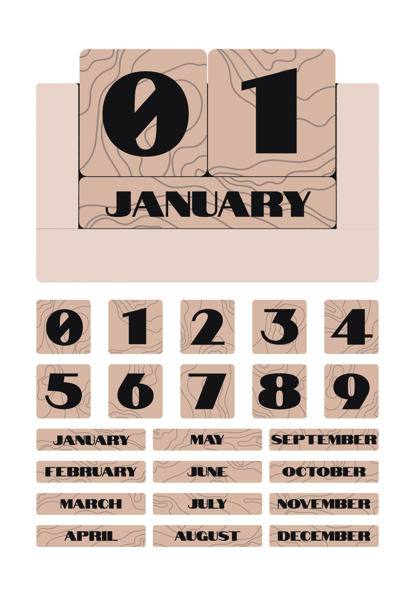 Wooden Cube Calendar Isolated Commemorative Date Constructor Date And Month Vector