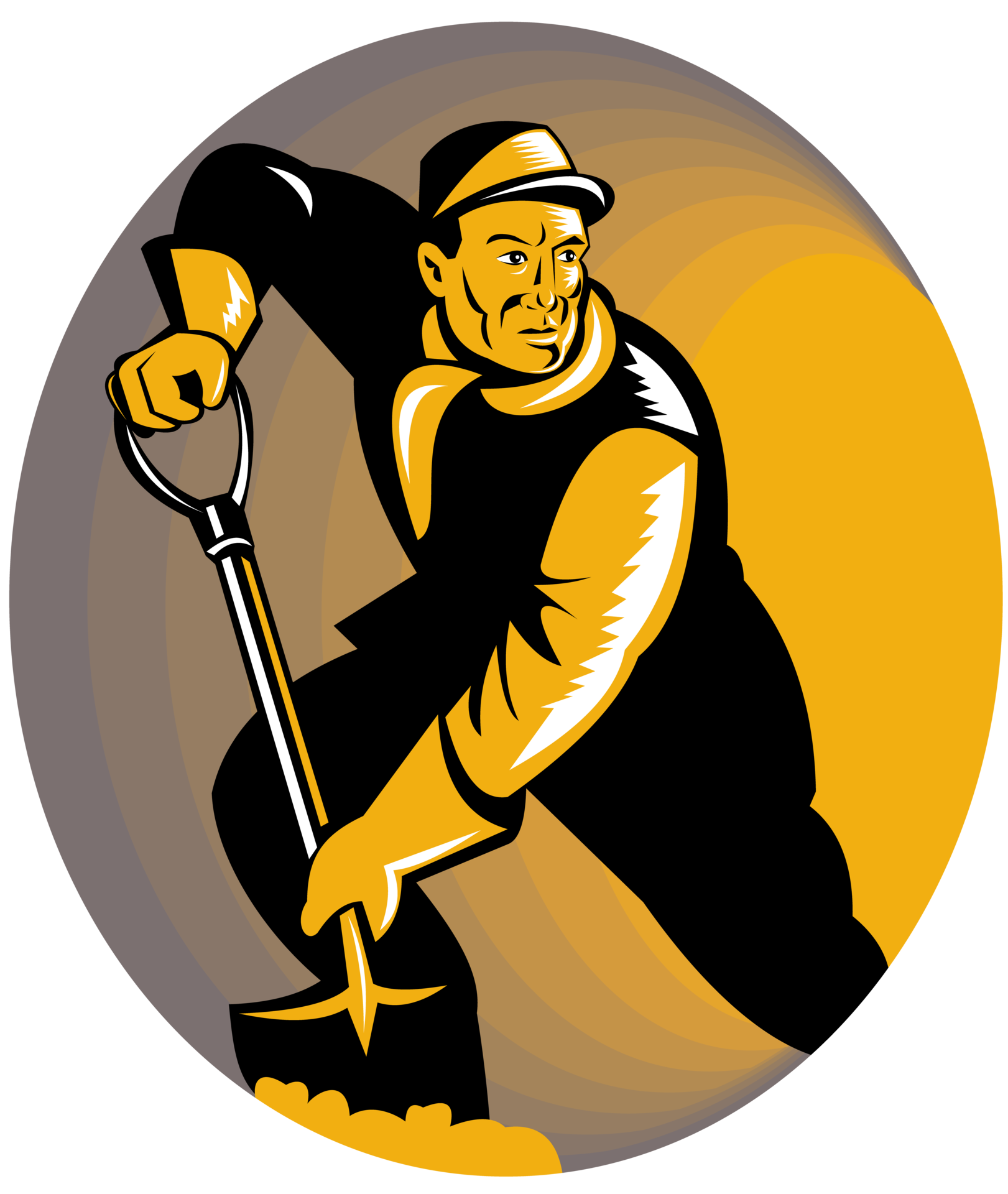 Coal Miner Worker With Shovel Digging 13184310 Png