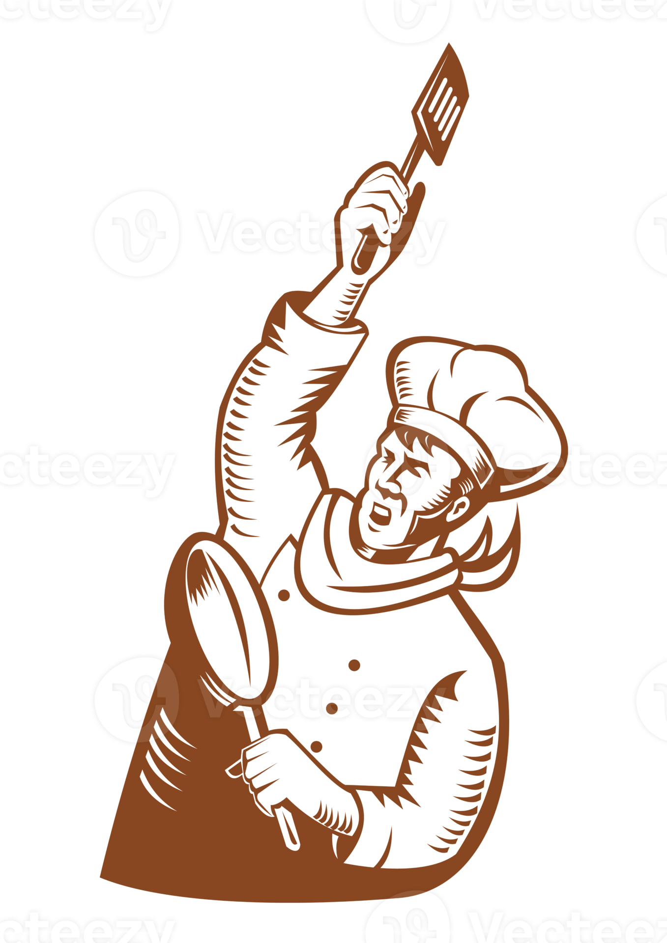 Chef Cook Baker Holding Frying Pan And Spatula 13184536 Png