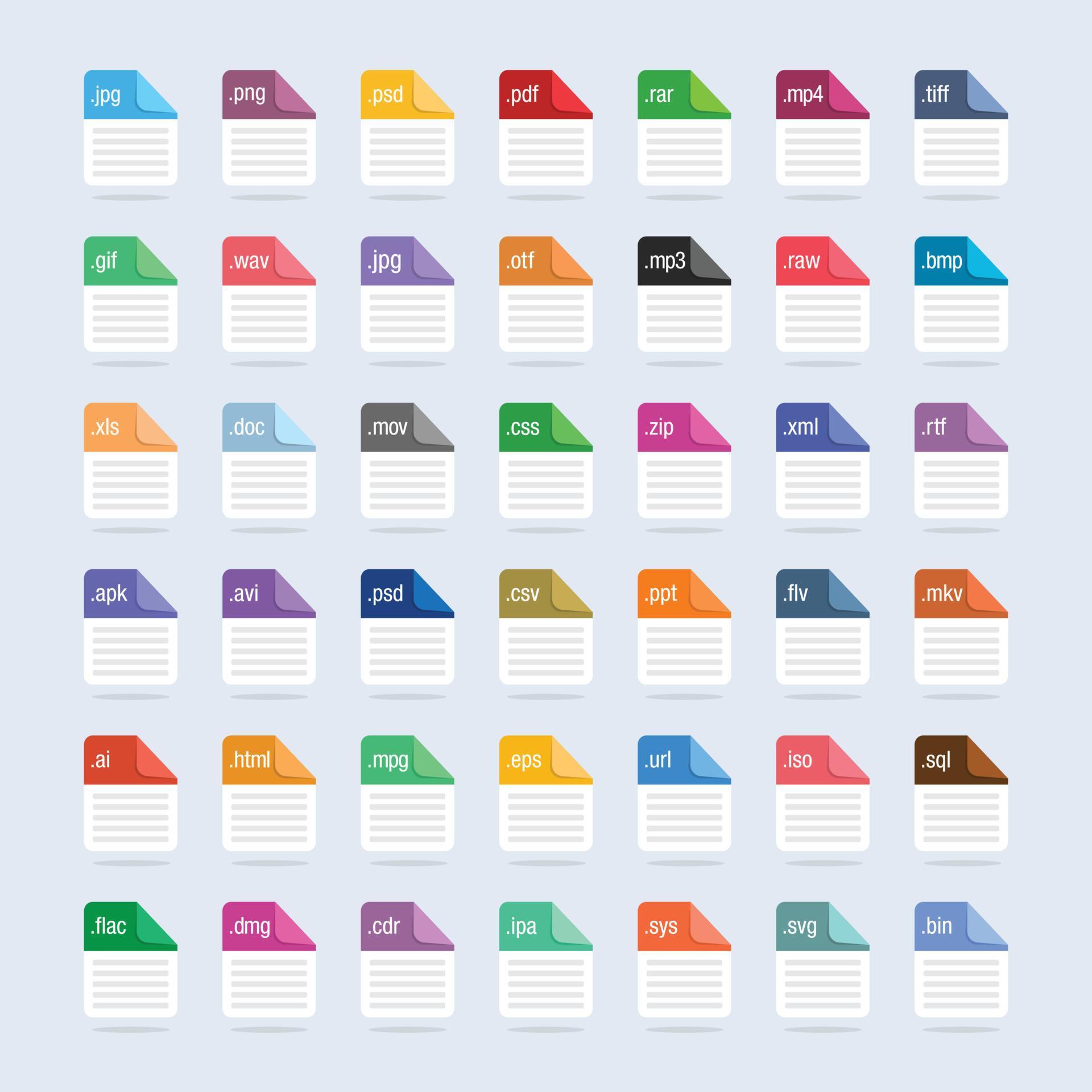 Set of Document File Formats and Labels icons 13186723 Vector Art at Vecteezy
