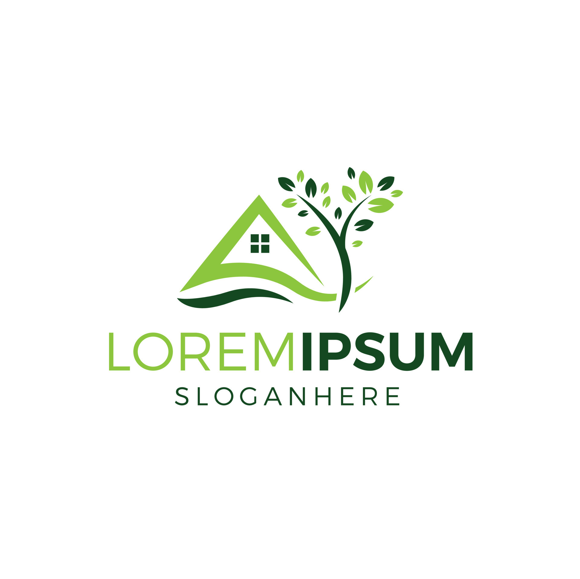 Green tree house vector logo design, green home logo design template ... Green tree house vector logo design, green home logo design template ...