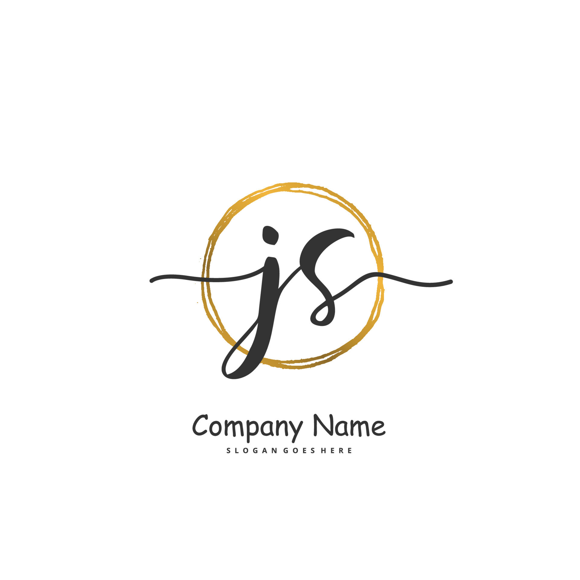JS Initial handwriting and signature logo design with circle. Beautiful ...