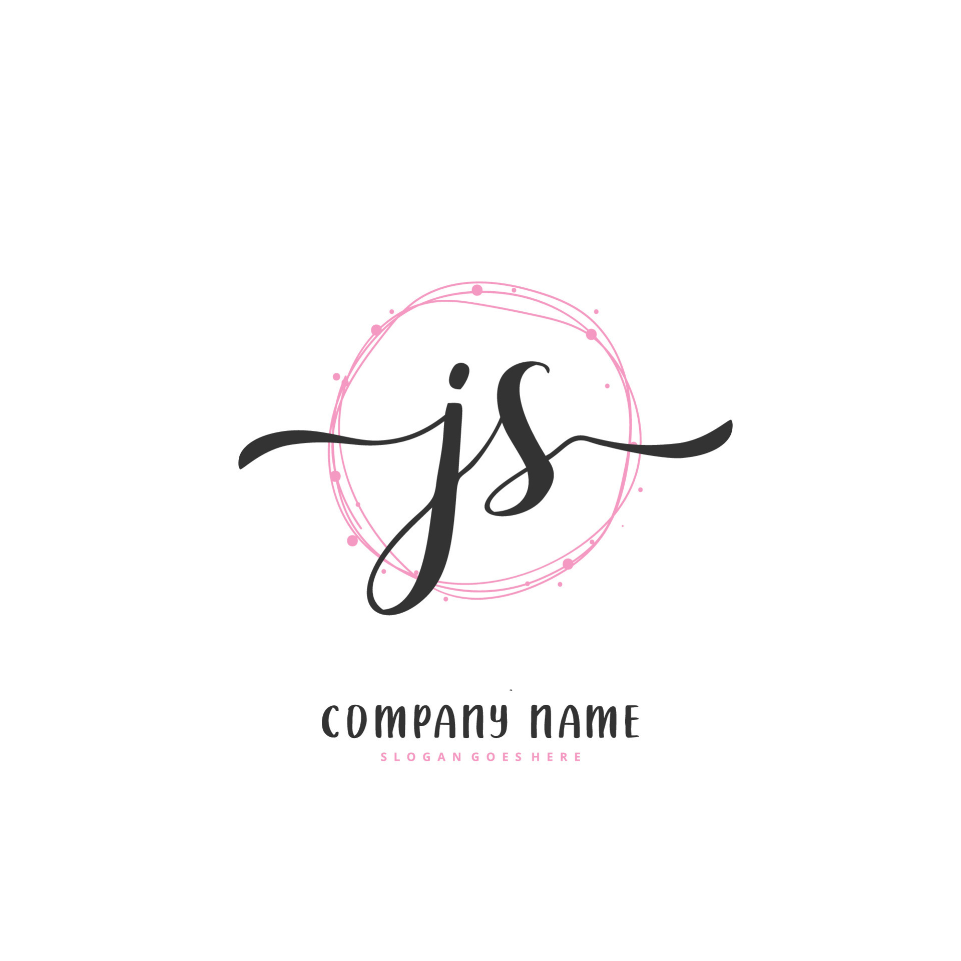 JS Initial handwriting and signature logo design with circle. Beautiful ...