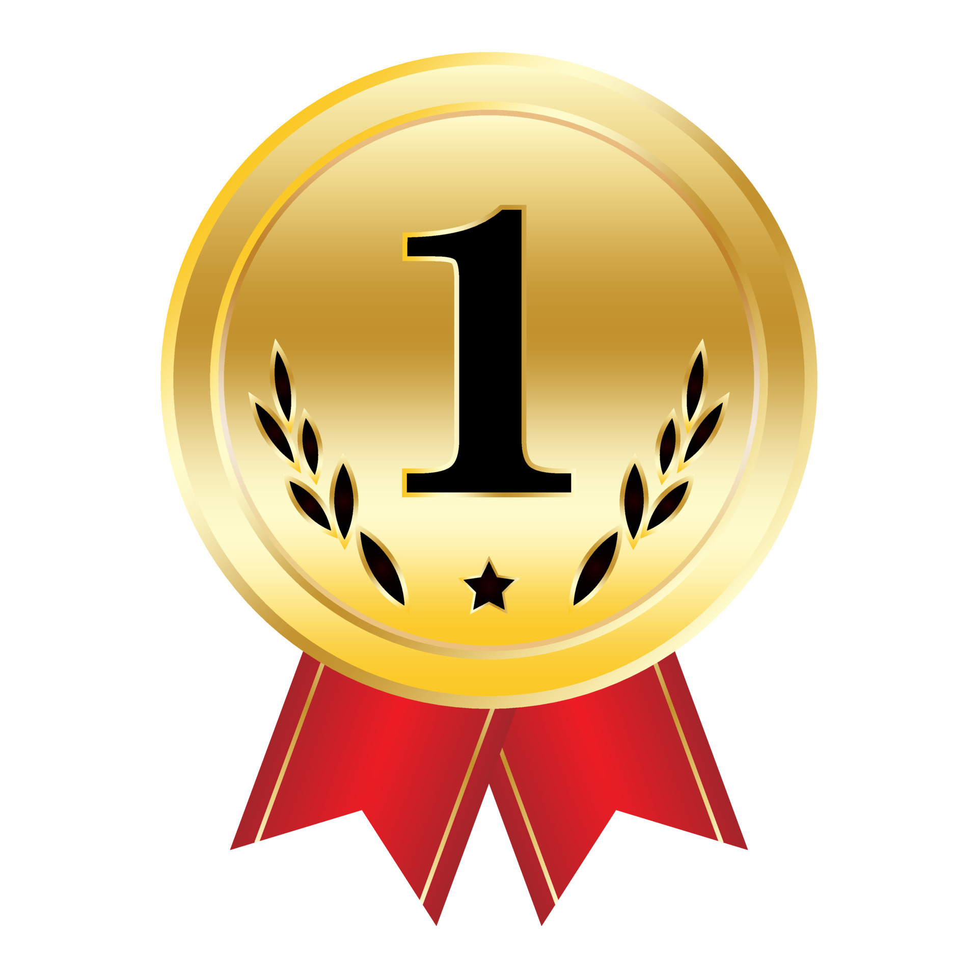 Gold medal with red ribbon 1st place, gold badge with golden gradation ... Gold medal with red ribbon 1st place, gold badge with golden gradation ...