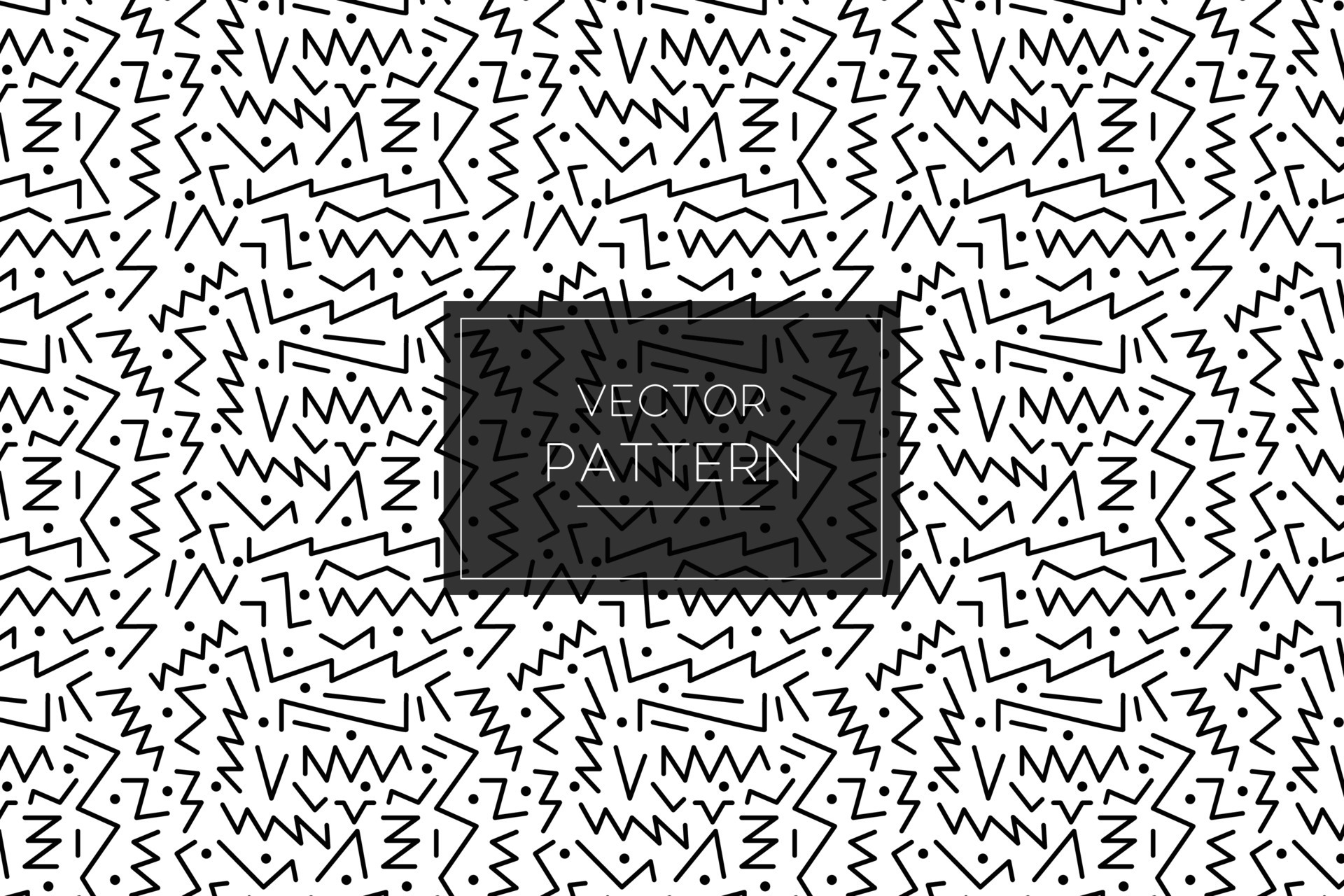 Zigzag Black Lines With Dots Seamless Repeat Pattern On A White