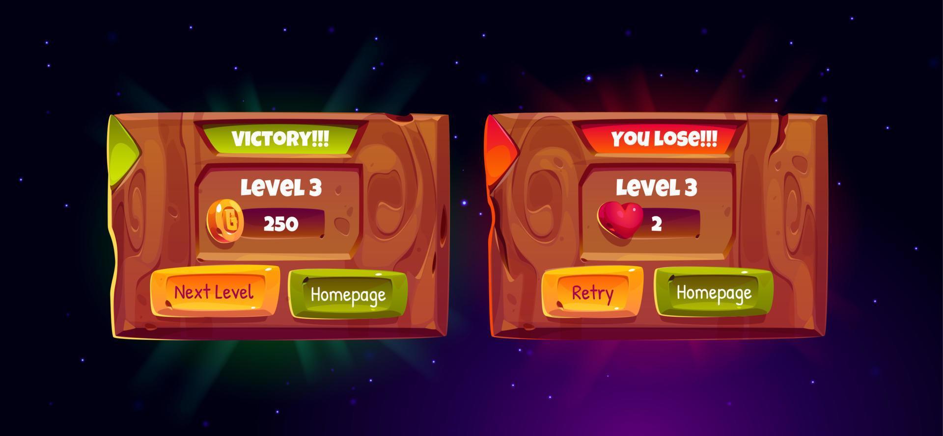 Game Wooden Boards Of Victory And Lose 13194417 Vector Art At Vecteezy