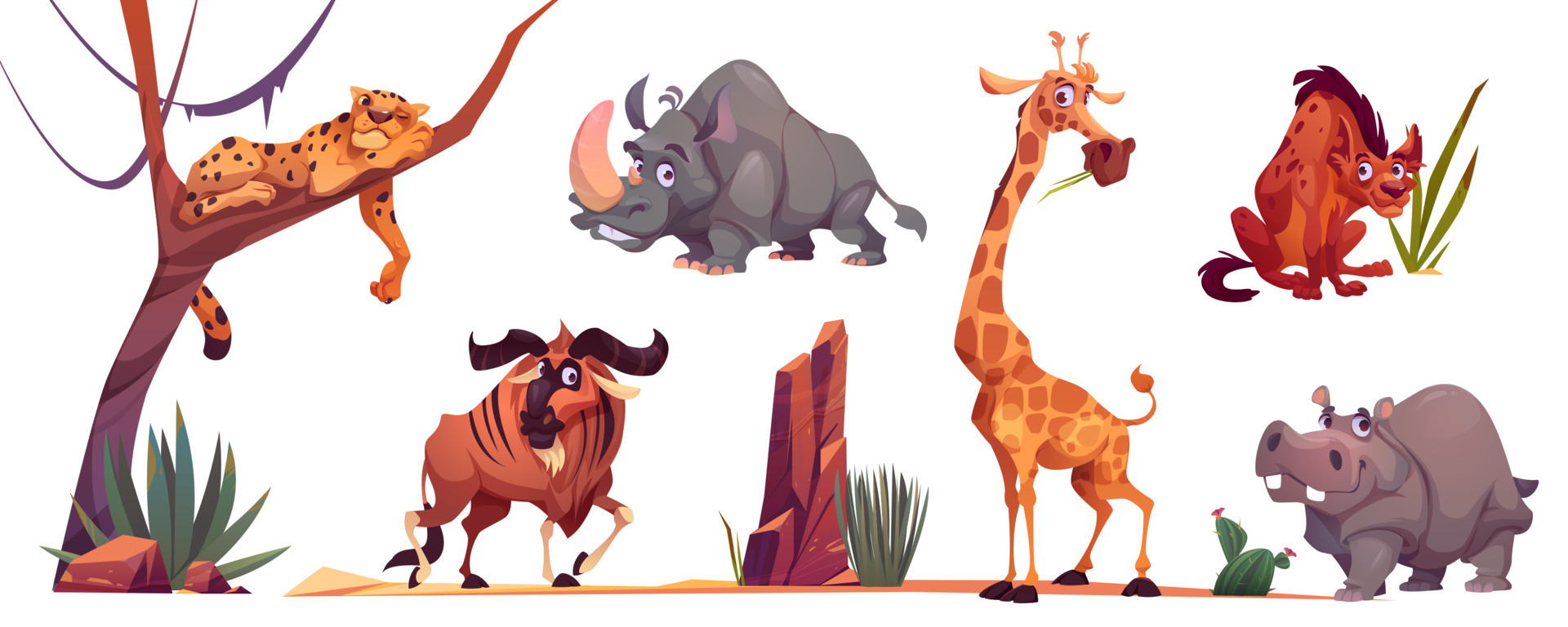 Wild african animals, zoo characters 13194612 Vector Art at Vecteezy