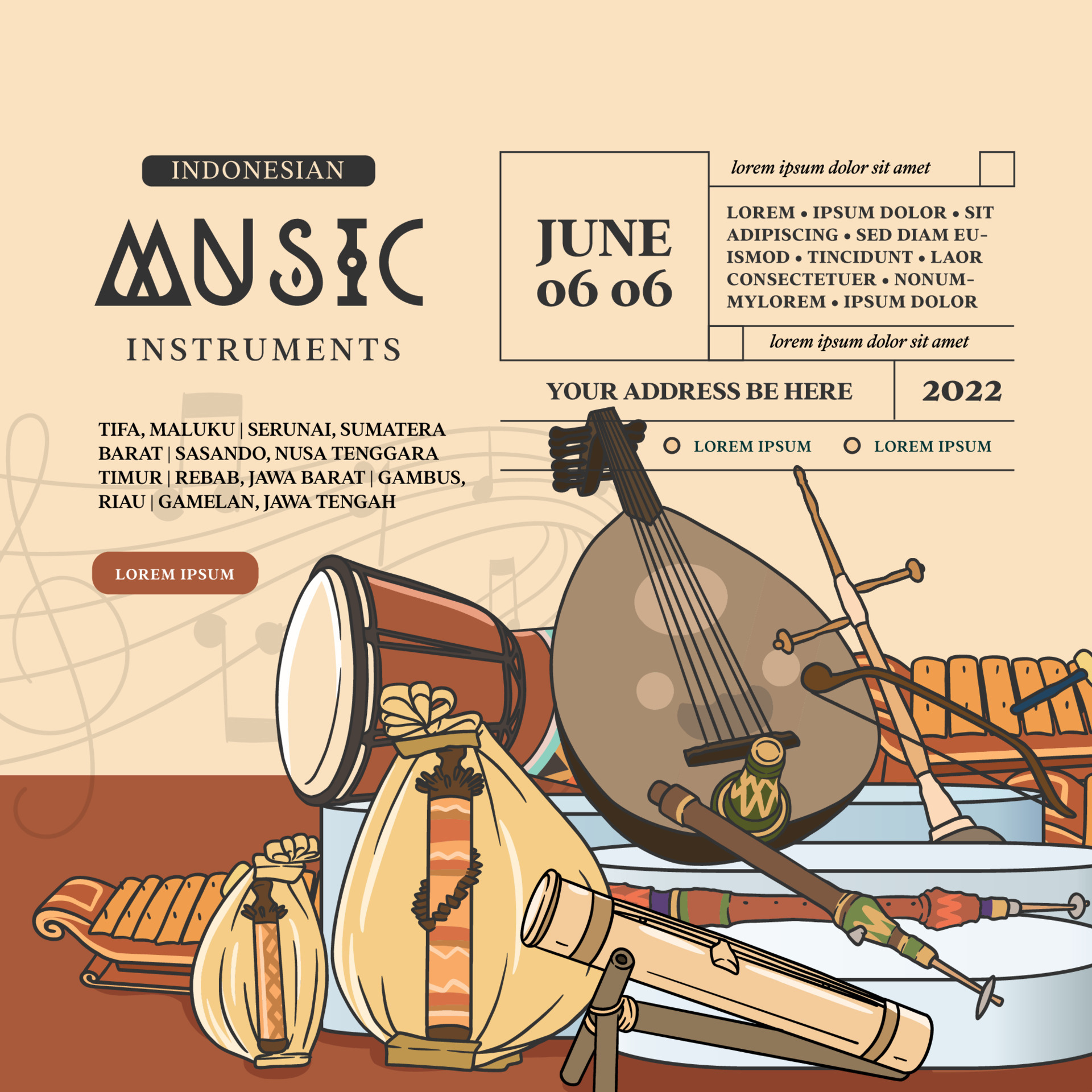 Indonesian music instruments hand drawn vector illustration. Music ... Indonesian music instruments hand drawn vector illustration. Music ...