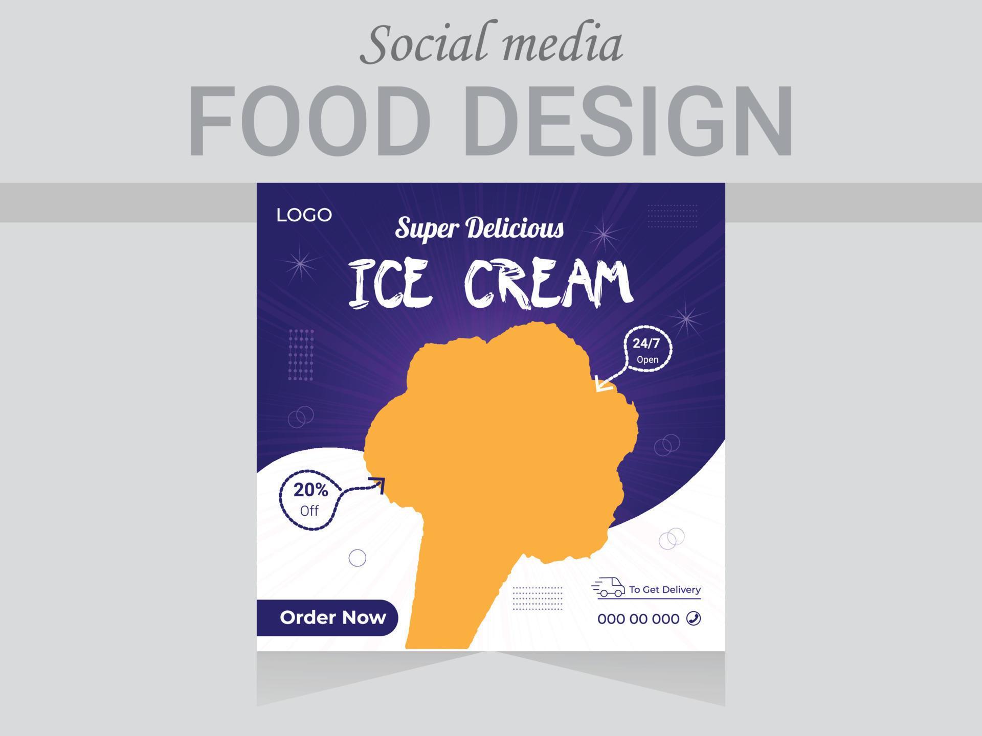 Social Media Post food design template, vector web poster design layout ...