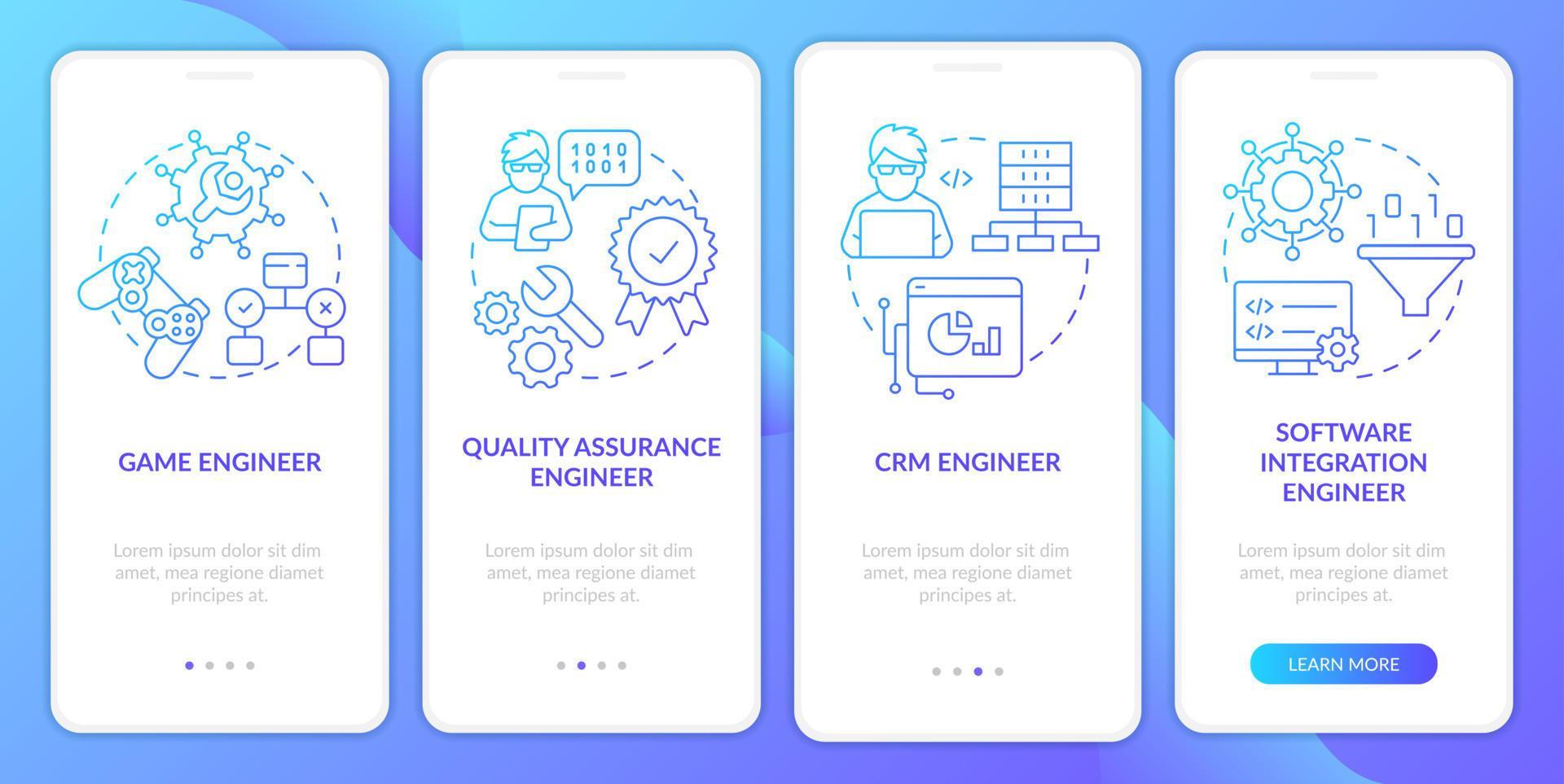 Software engineer paths blue gradient onboarding mobile app screen ...