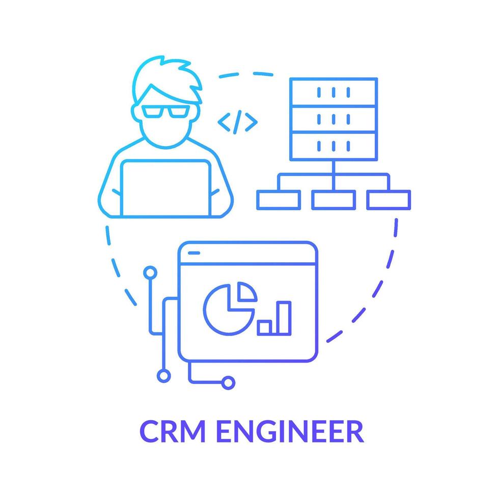 CRM engineer blue gradient concept icon. Customer relationship ... CRM engineer blue gradient concept icon. Customer relationship ...