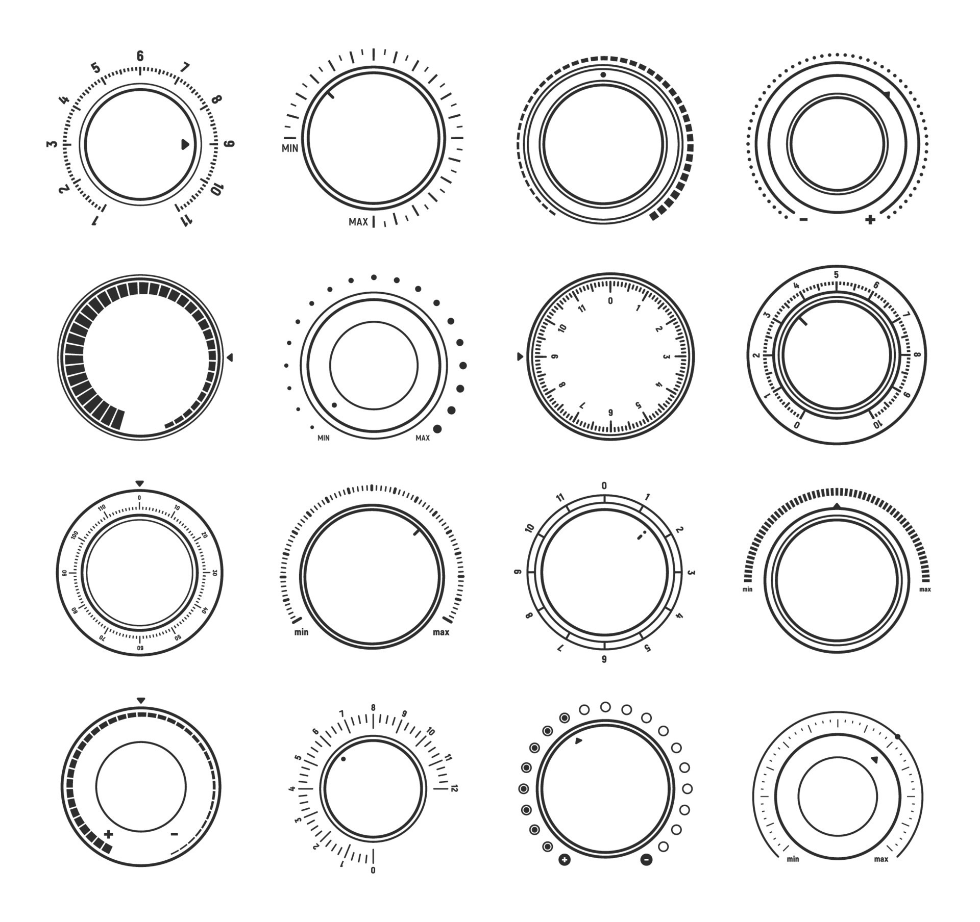 Volume Knob Switch Dials Interface Regulators 13210459 Vector Art At