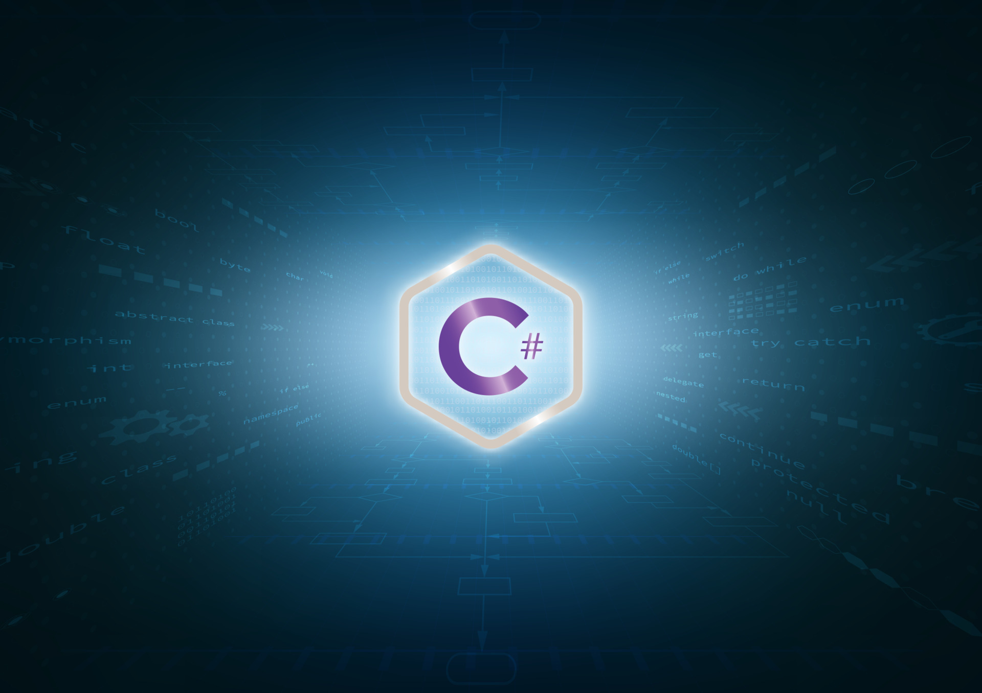 C Sharp Sign And Program Code On Blue Background C Sharp Programming Concept Coding Language