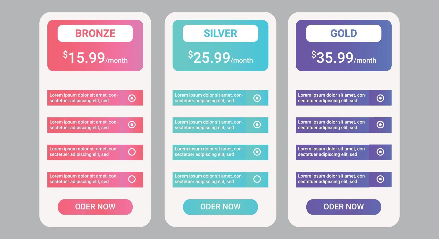 Clean simple pricing table template, Creative vector illustration of business plans 13211469 ...