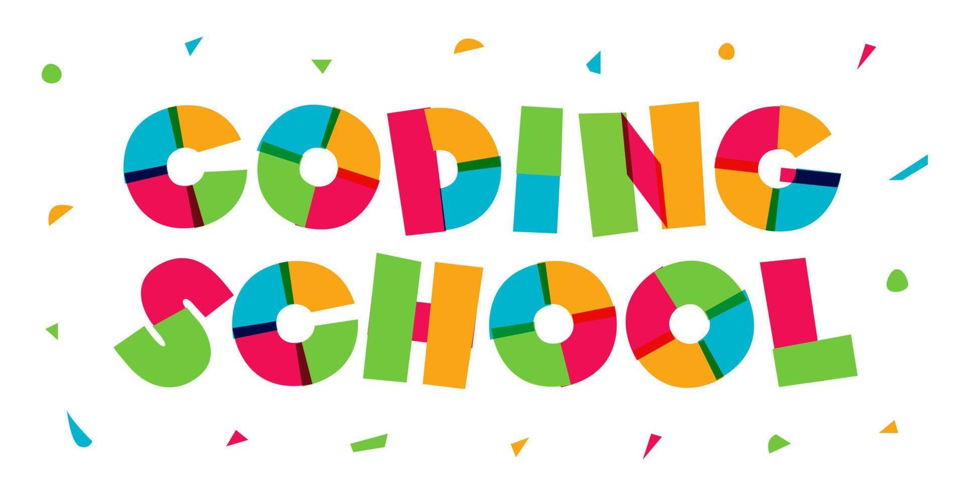 Coding school banner colorful modern typography 13211757 Vector Art at ...