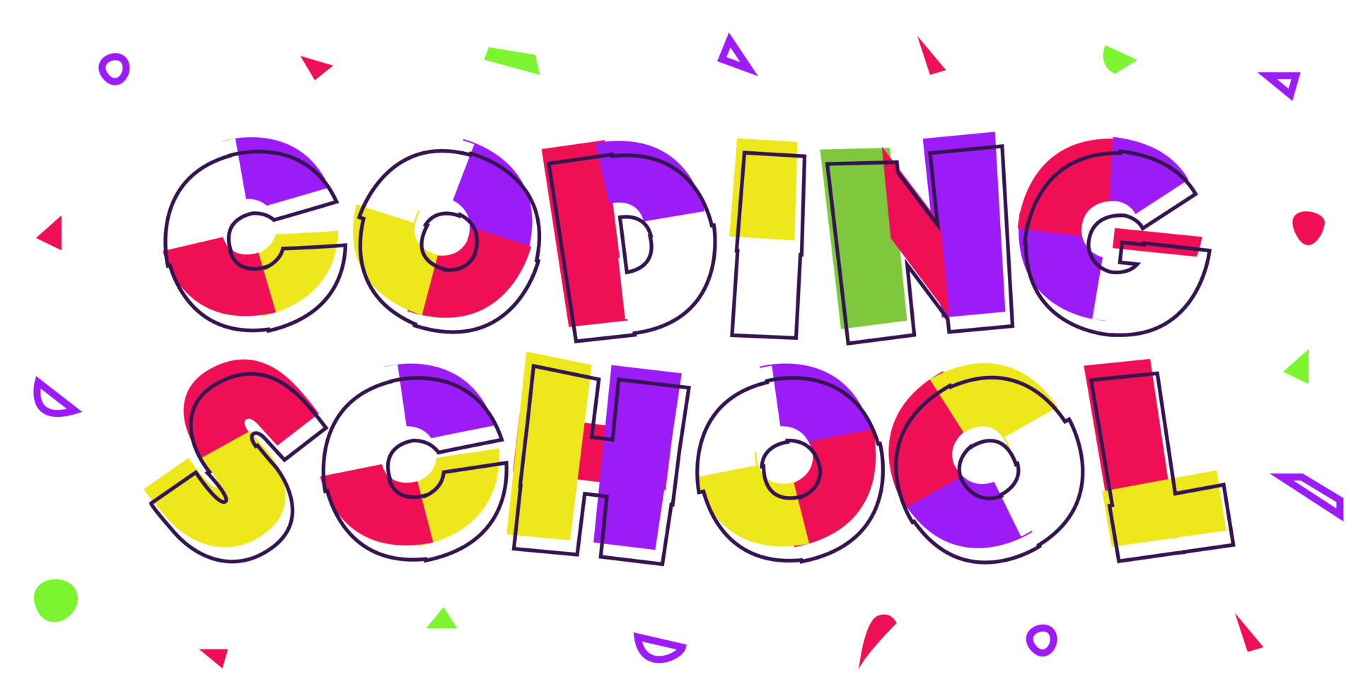 Coding school banner colorful modern typography 13211827 Vector Art at ...