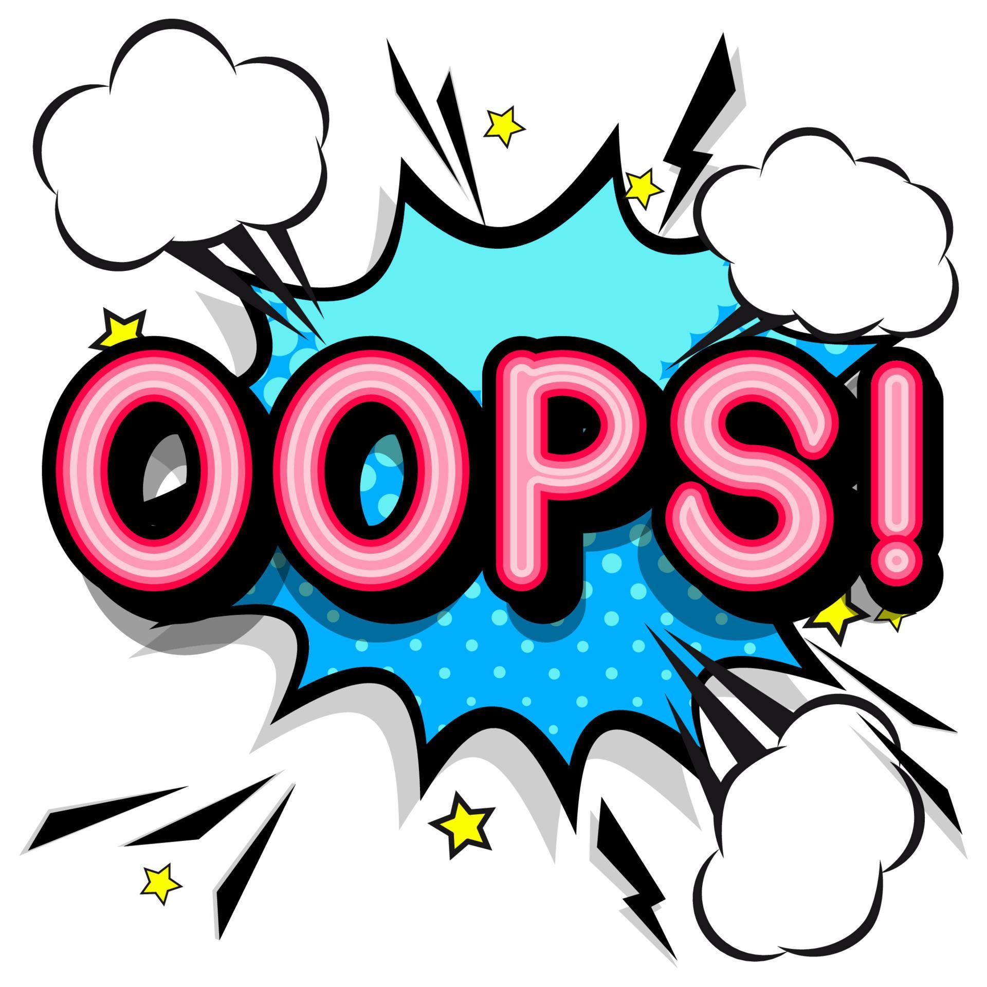 Oops - retro lettering with shadows, halftone pattern on retro poster ...