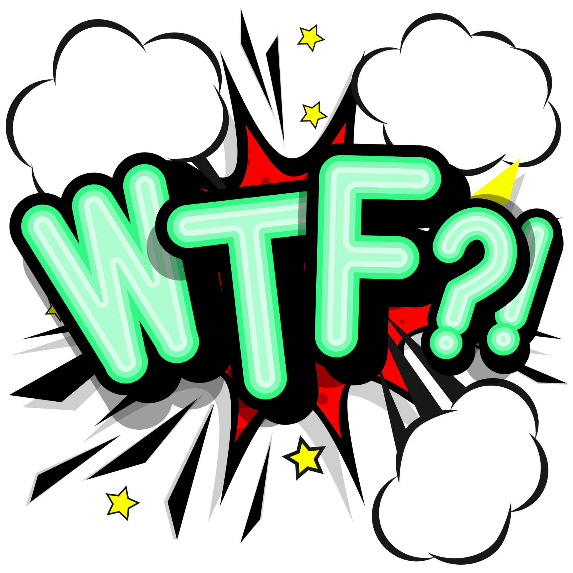 WTF - retro lettering with shadows, halftone pattern on retro poster ...