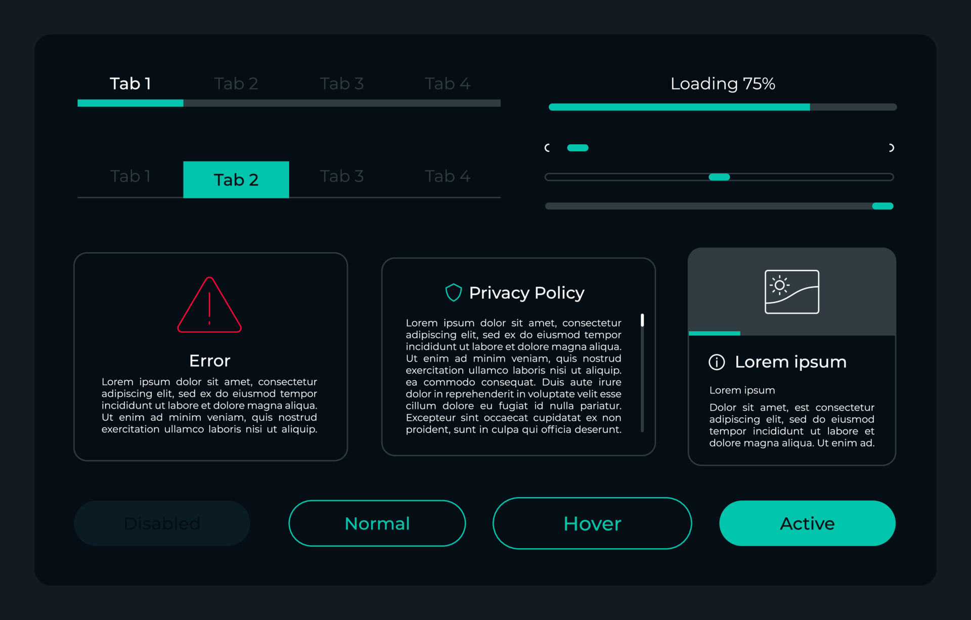 Account settings UI elements kit. Adjustment isolated vector components ... Account settings UI elements kit. Adjustment isolated vector components ...