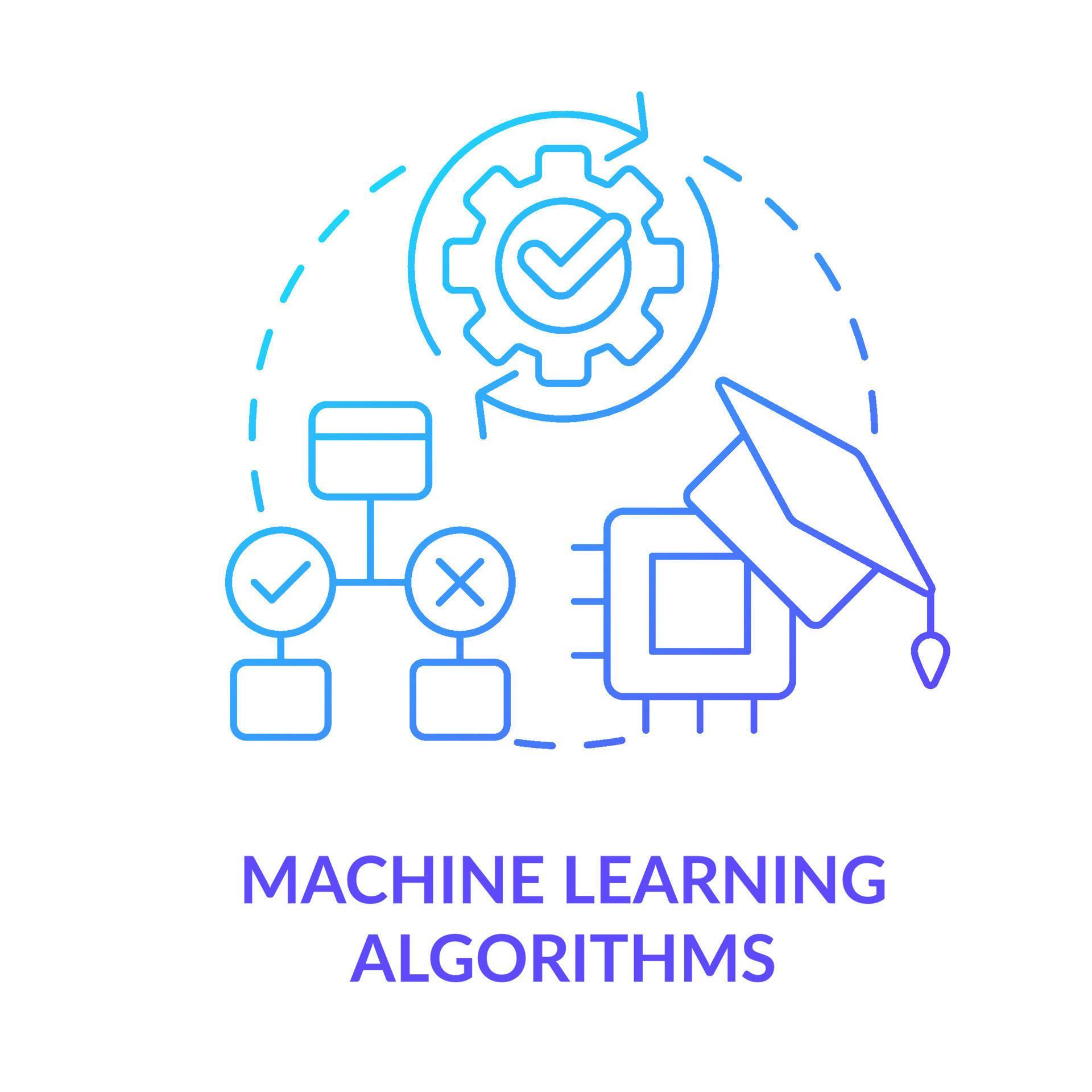 Machine Learning Algorithms Blue Gradient Concept Icon Professional Ability Machine Learning