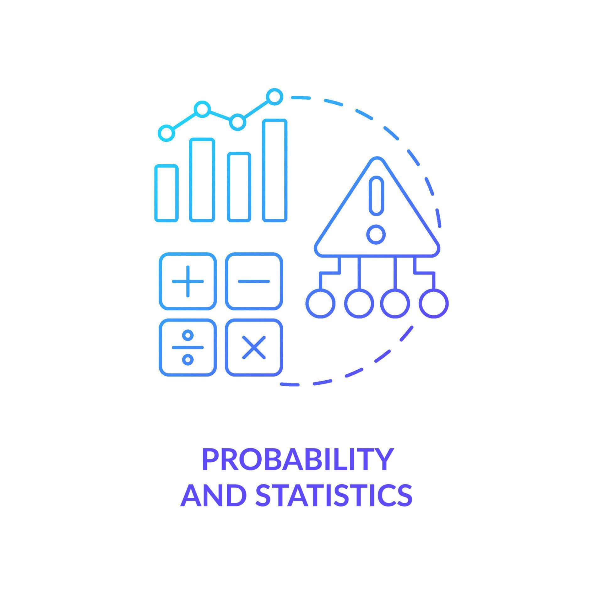 Probability and statistics blue gradient concept icon. Analysis and ...