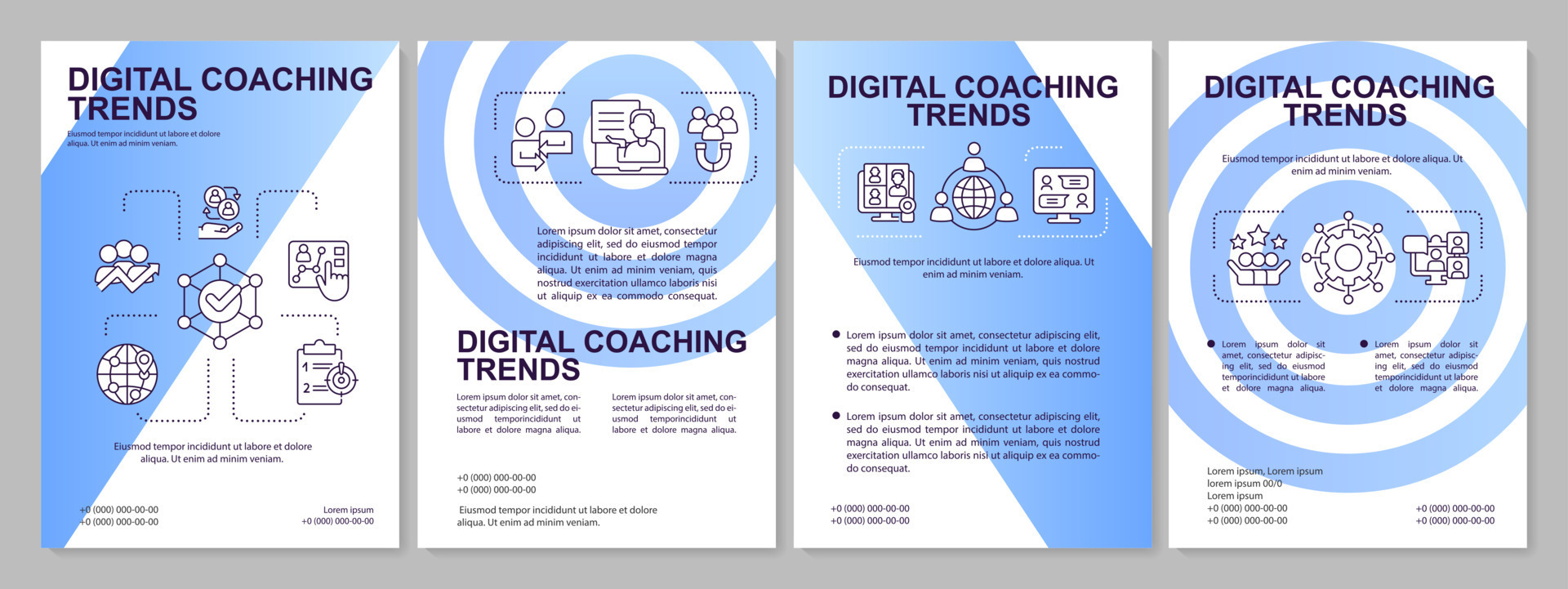 Virtual coaching effectiveness blue gradient brochure template. Team ...