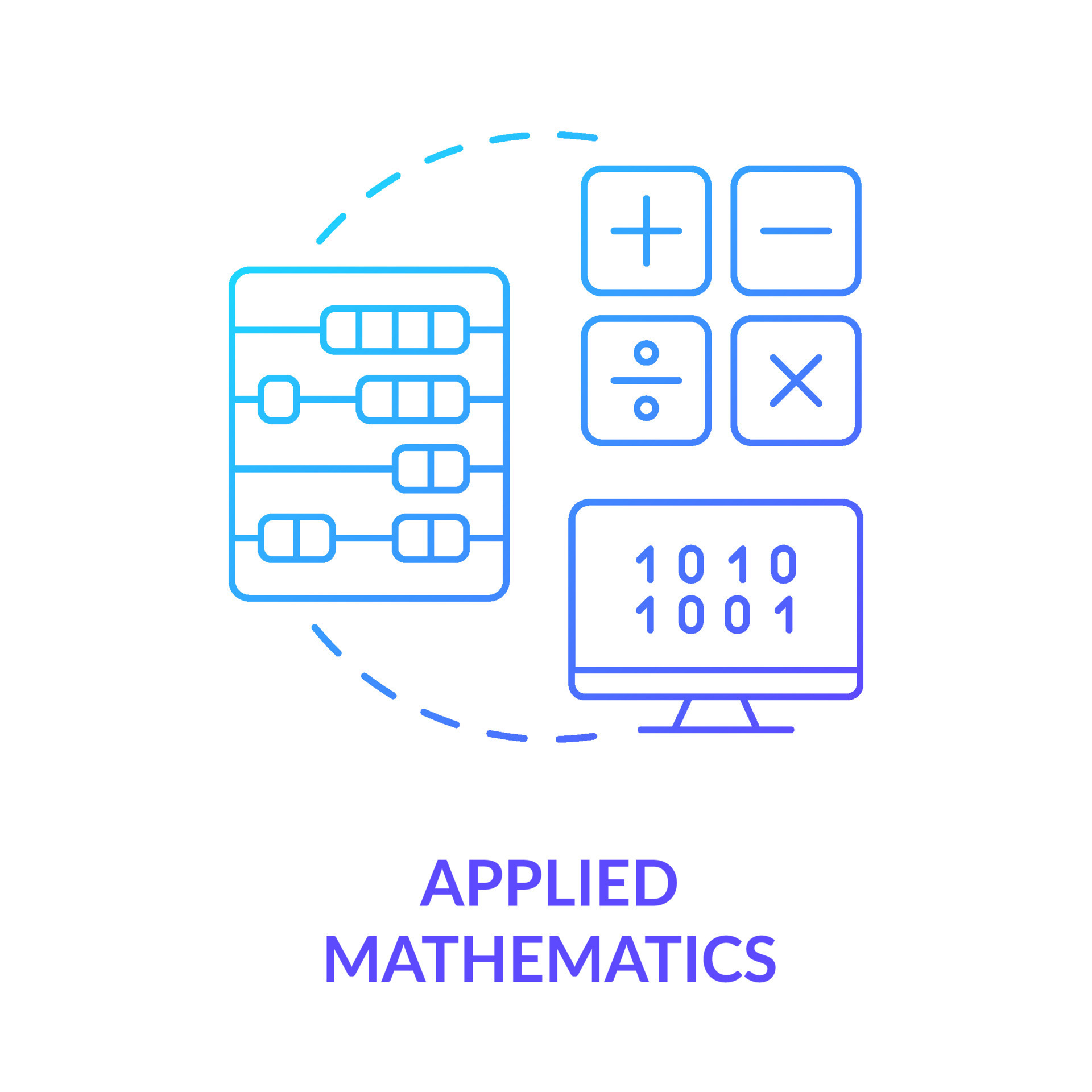 Applied mathematics blue gradient concept icon. Computer science ...