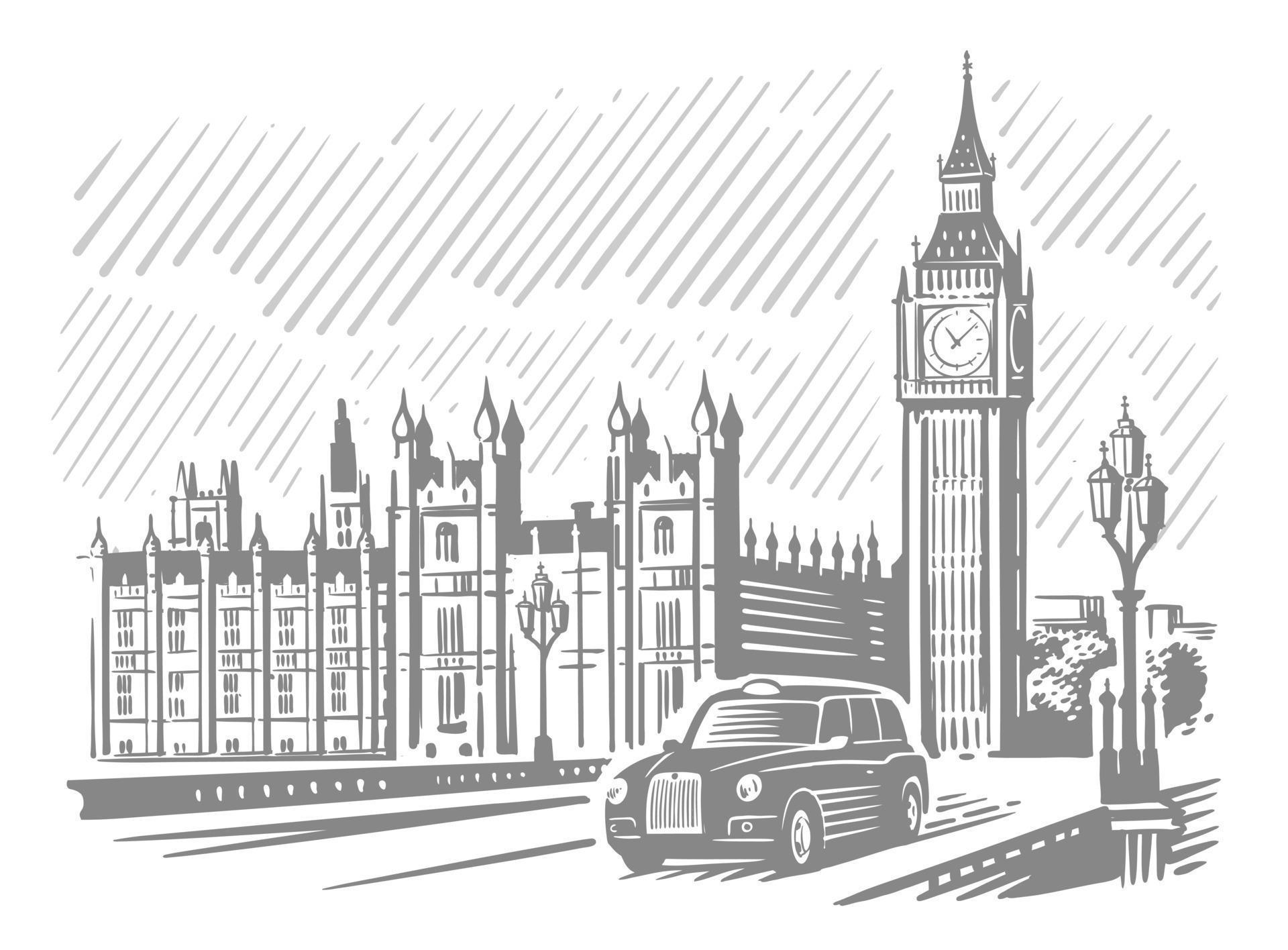Big Ben. Vector drawing. Palace of Westminster 13215779 Vector Art at Vecteezy