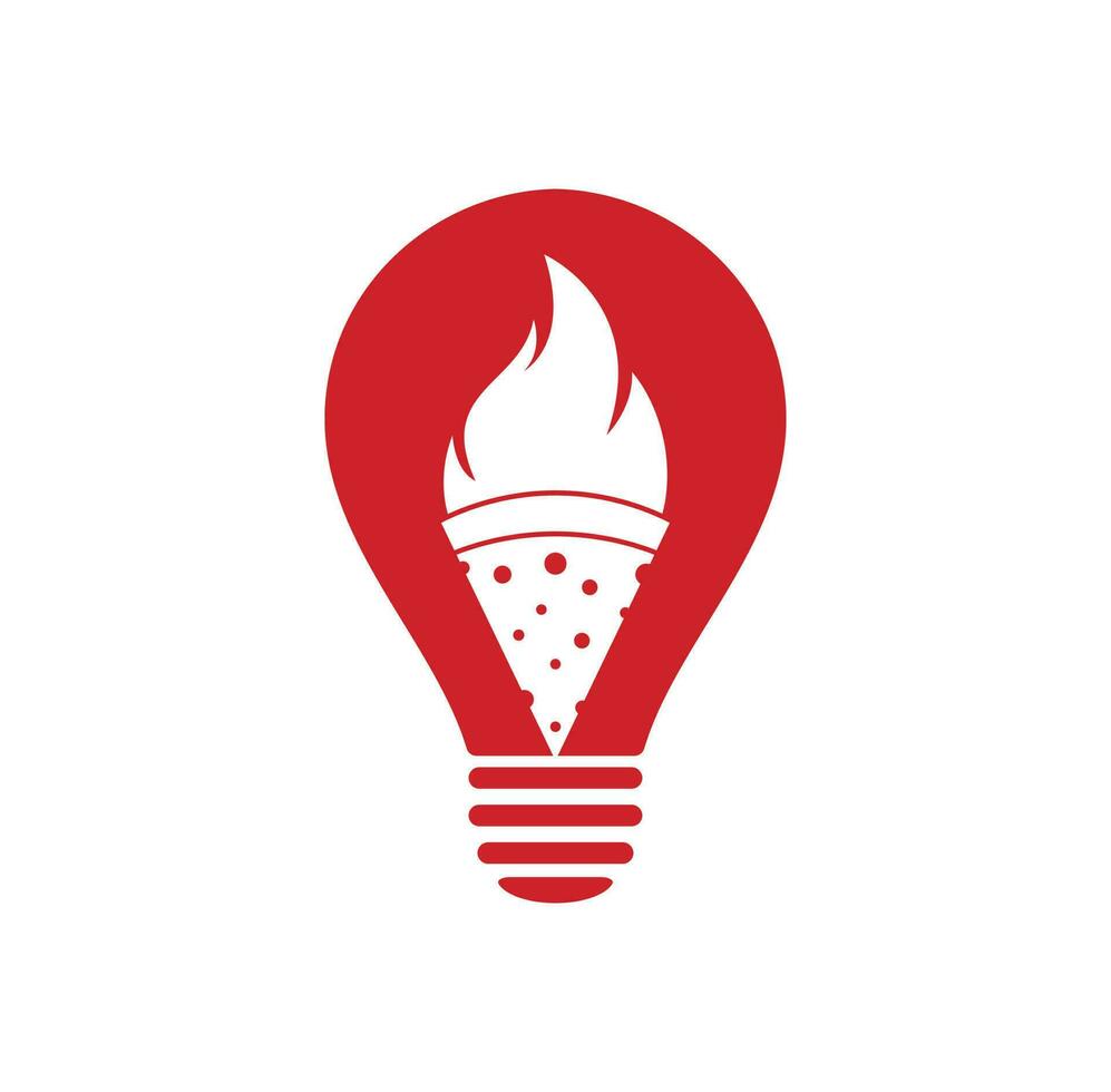 Hot pizza bulb shape concept logo design template. Hot Pizza logo hipster retro vintage vector ...