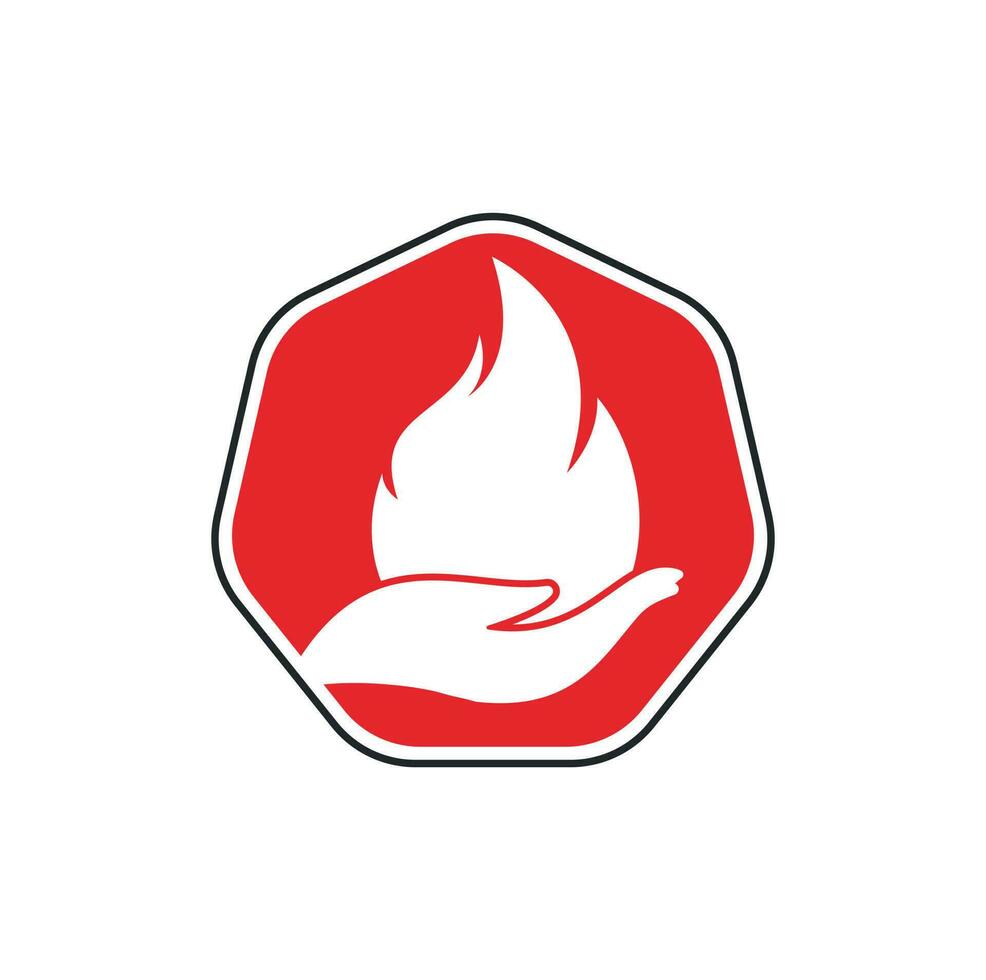 Fire care vector logo design concept. Hand and fire icon logo design ... Fire care vector logo design concept. Hand and fire icon logo design ...
